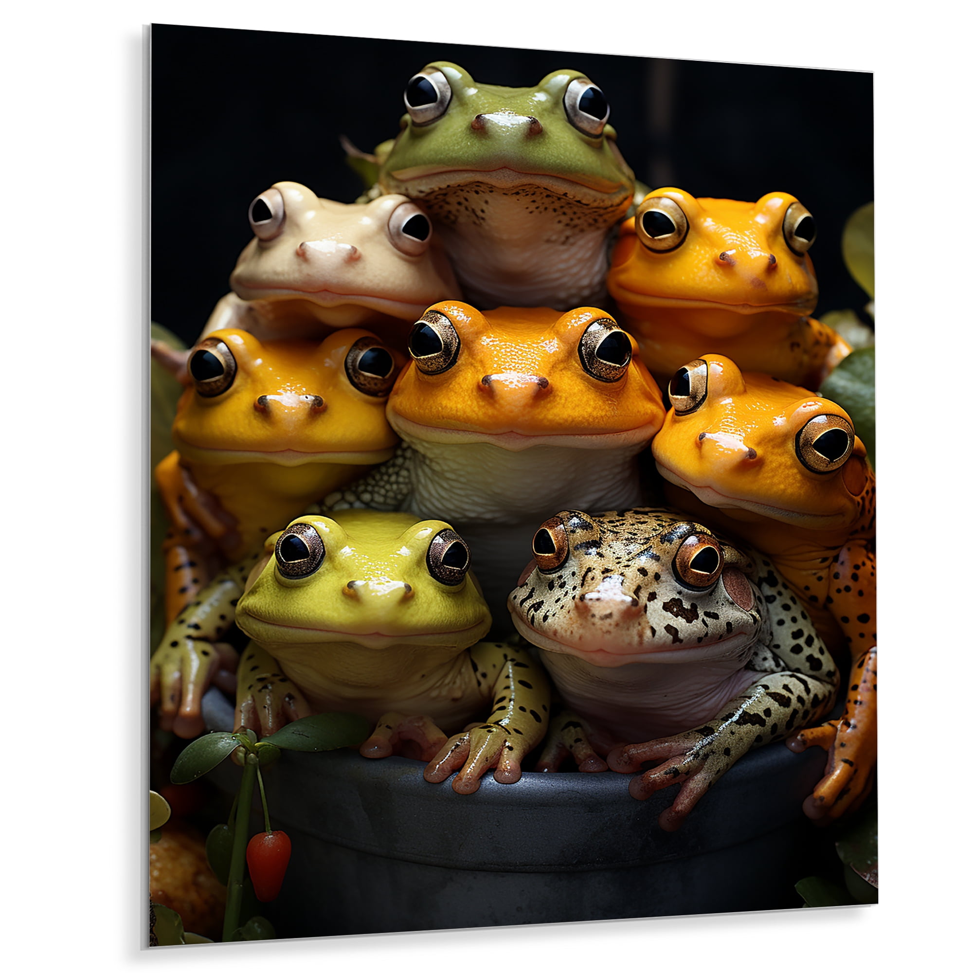 Designart "Frog Family Animal III" Frogs & Toads Metal Wall Art Prints ...