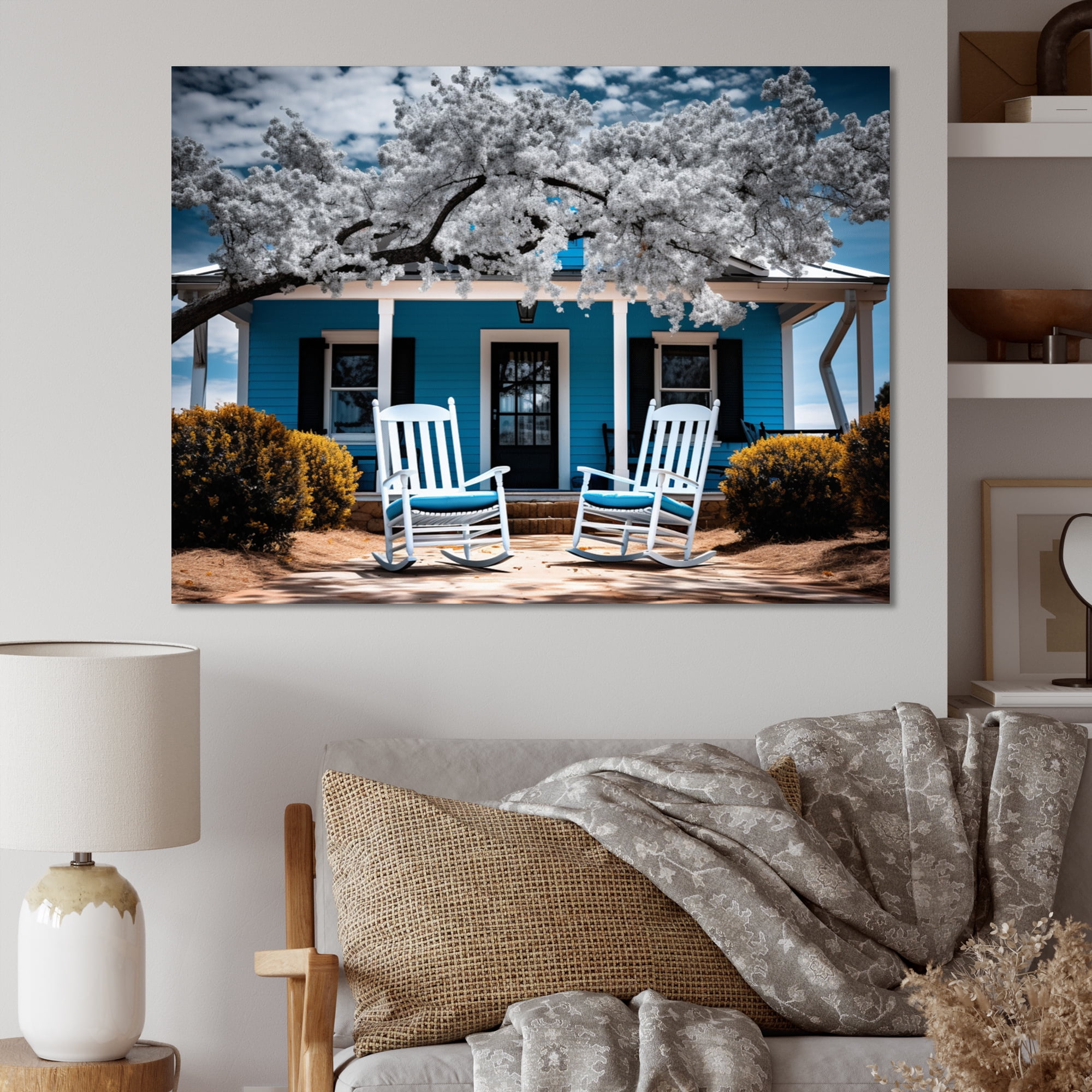 Designart "Front Porch Tales Turquoise Farmhouse Charm III" Farm Wall ...
