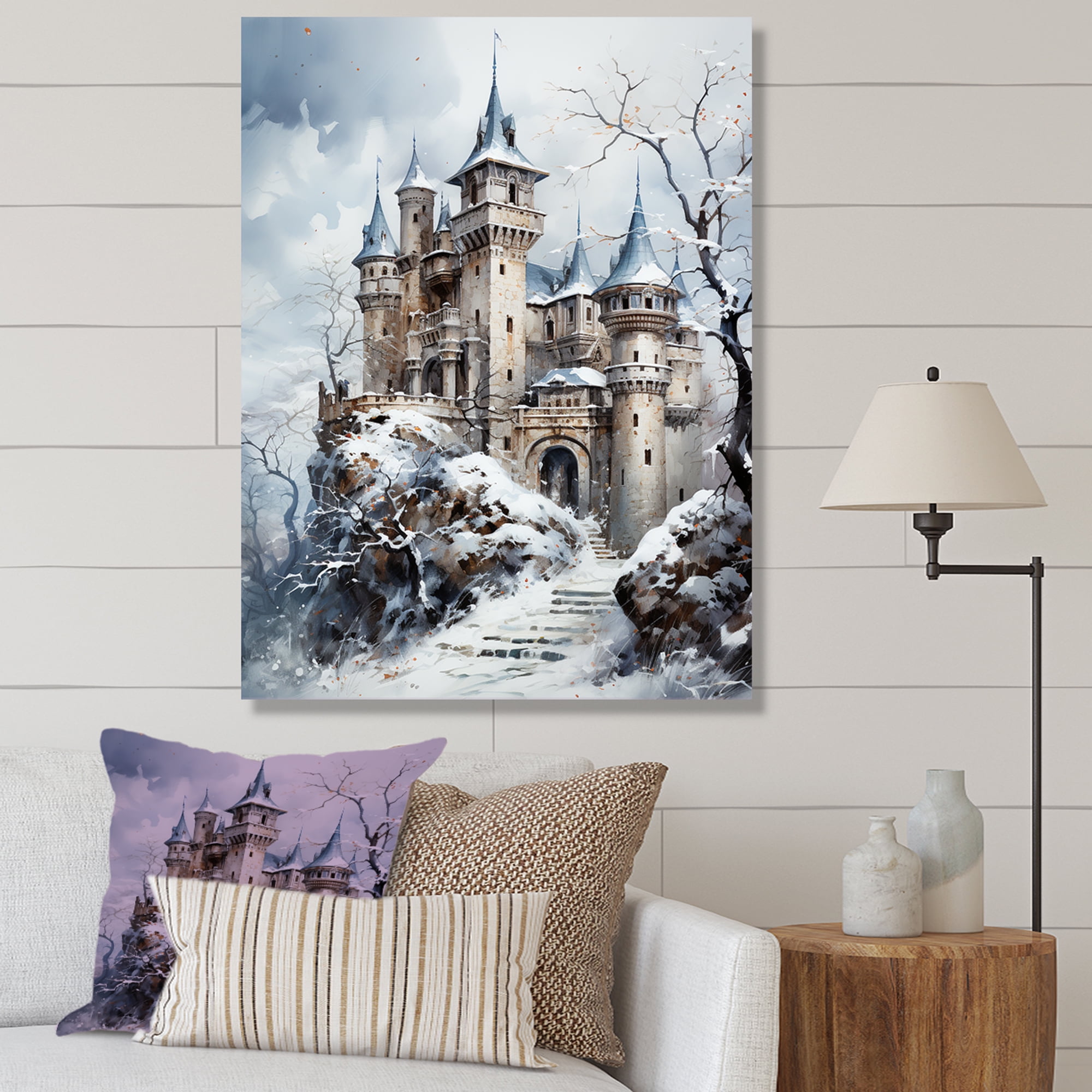 Designart "Frosty Castle Retreat Winter Landscape III" Landscapes ...