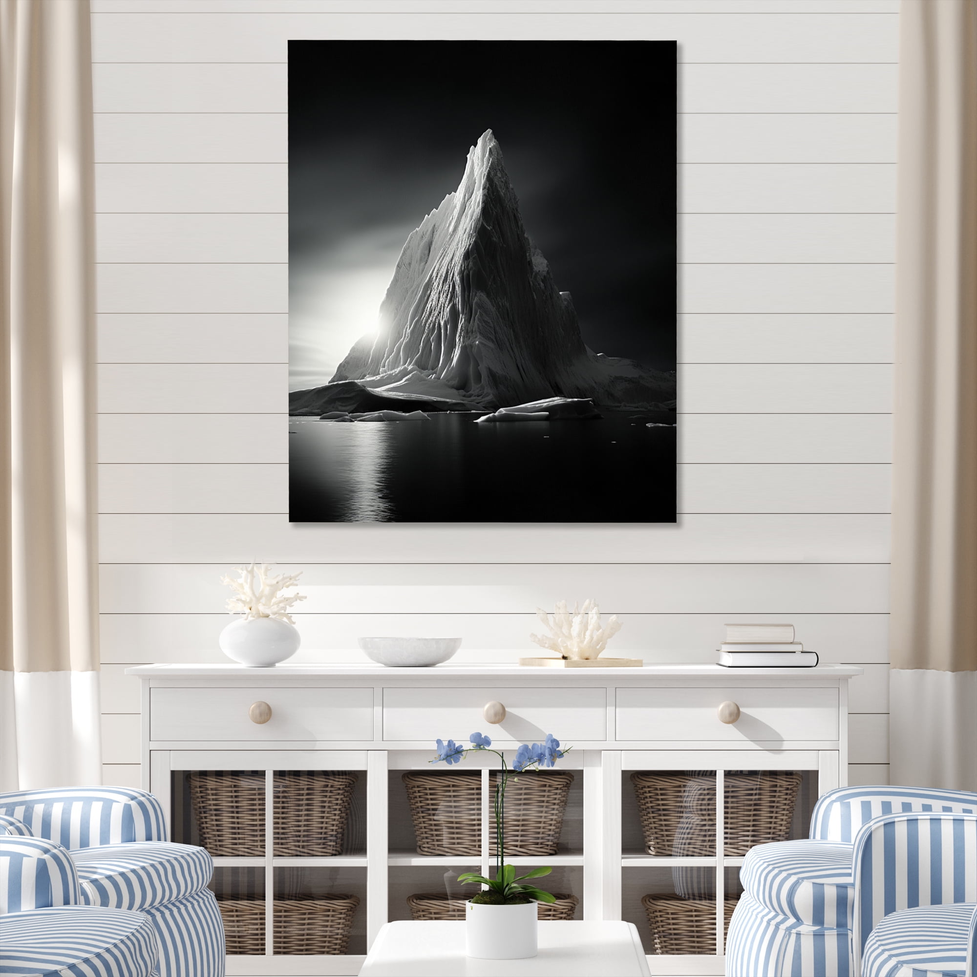 Designart "Frozen Illumination Grey Iceberg" Nautical & Beach Wall ...