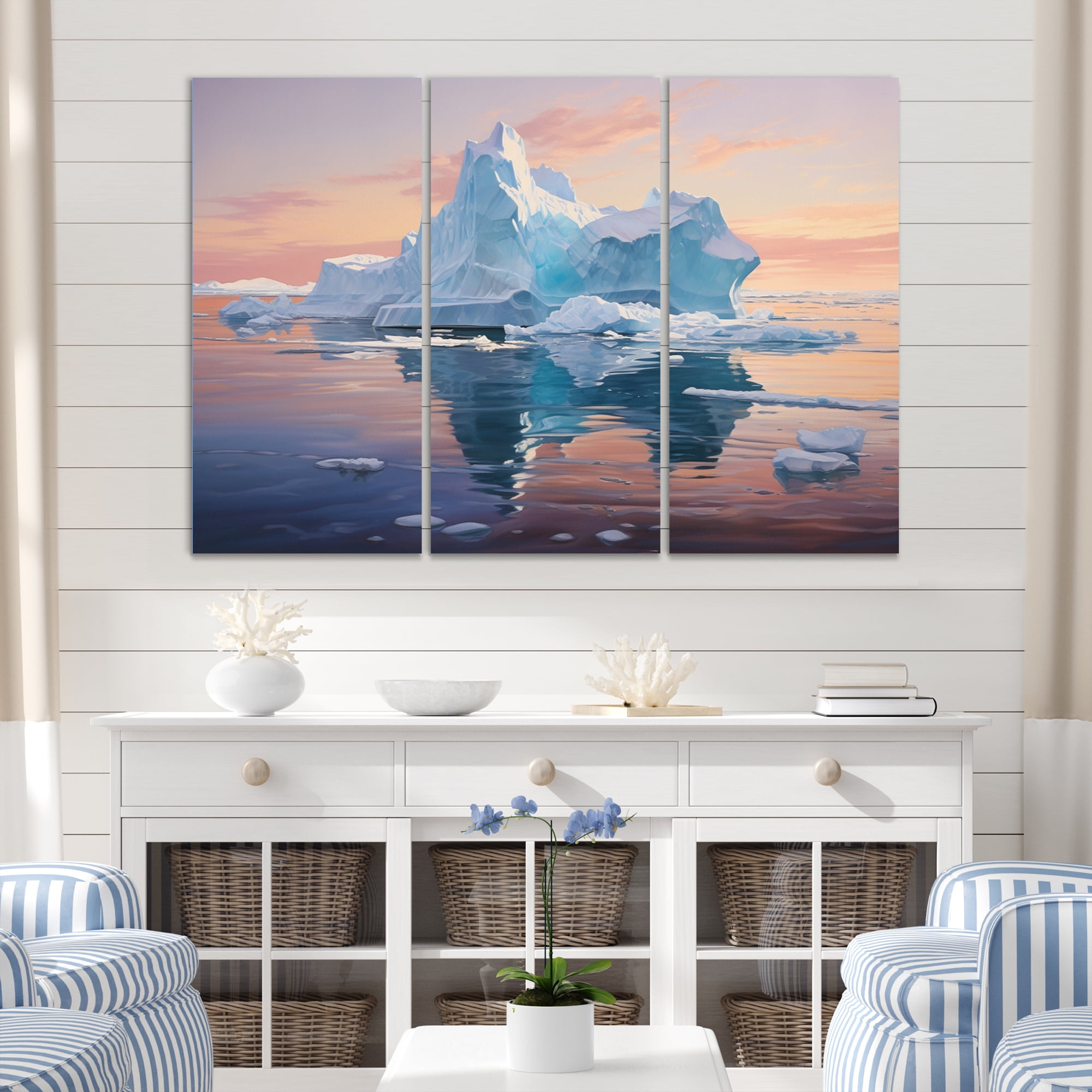 Designart "Frozen Serenity of a Blue Peach Iceberg" Landscapes Metal ...
