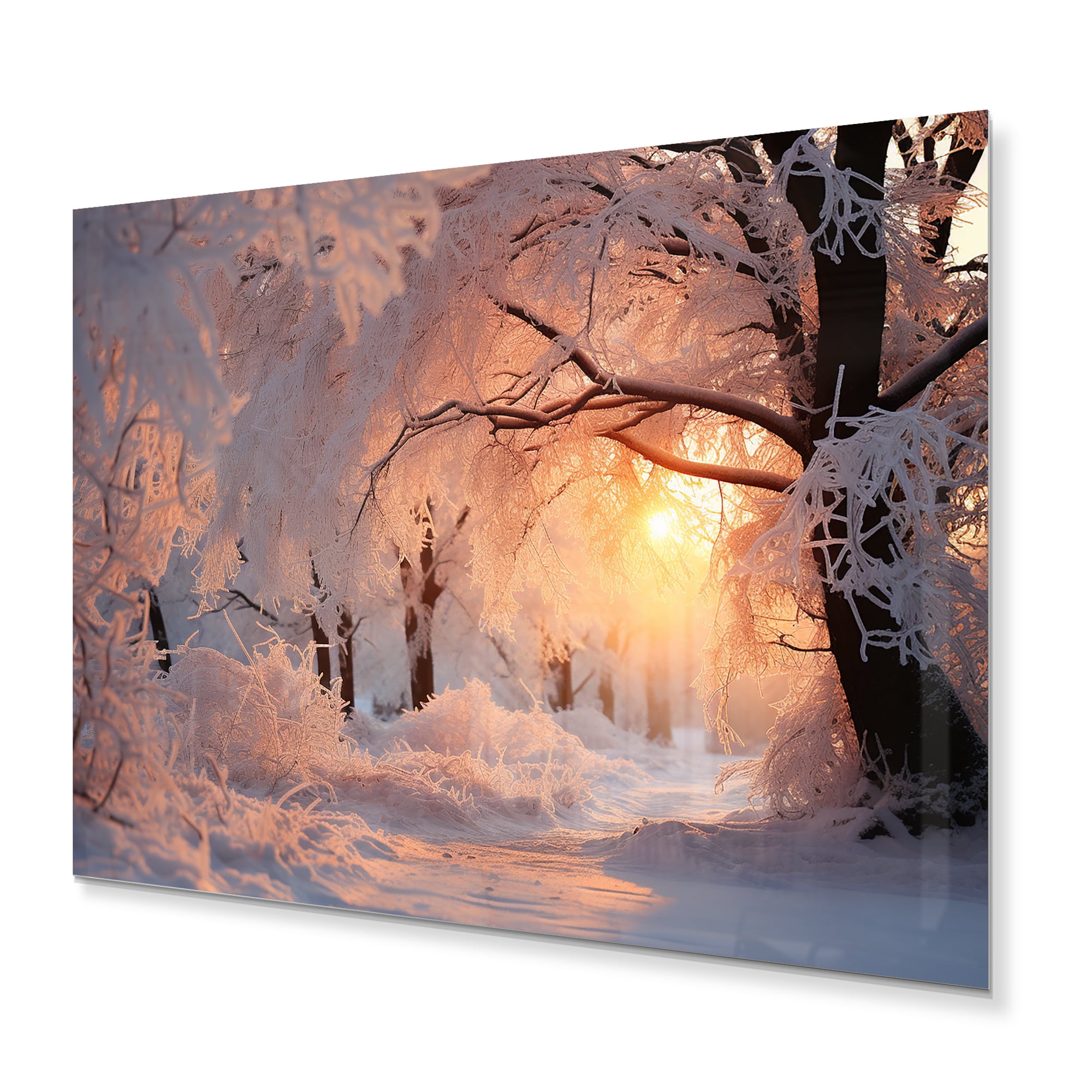 Designart "Frozen Sunlight in the Winter Landscape II" Landscapes Metal ...