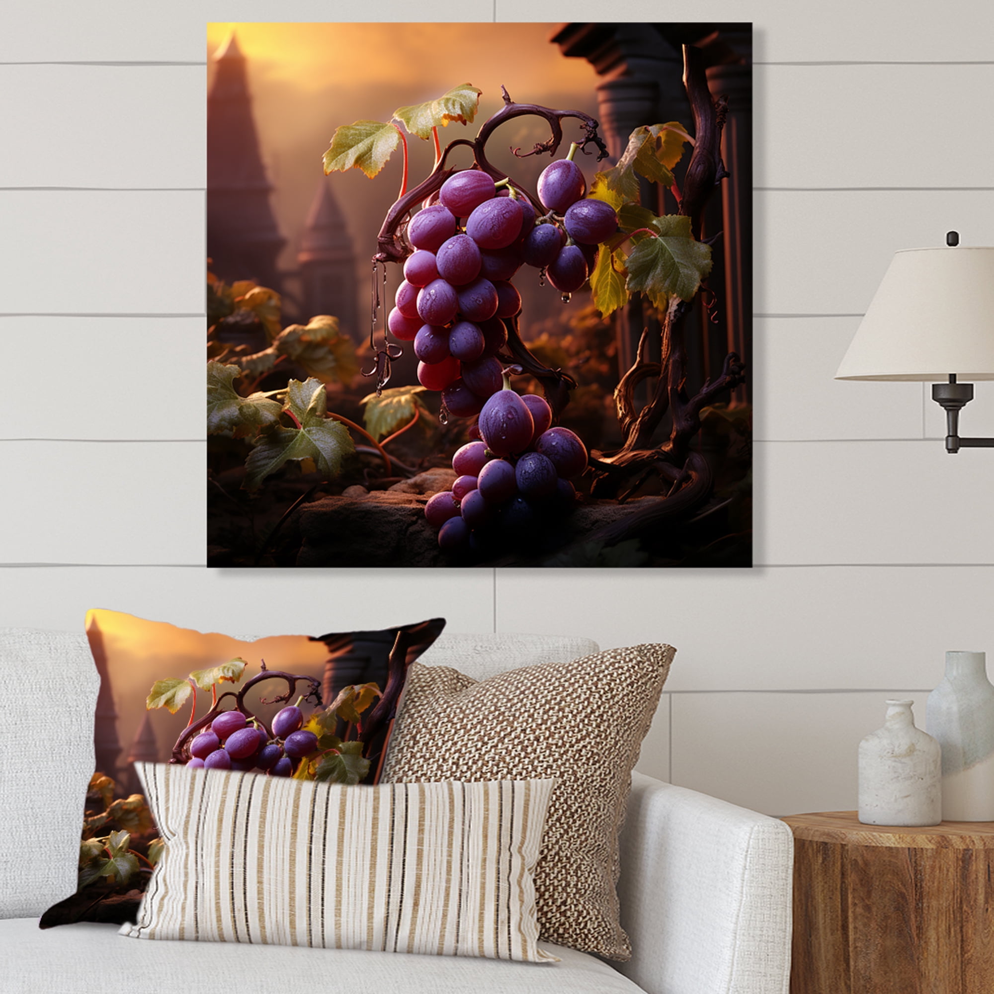 Designart "Fruits Royal Grapes vineyard I In Purple and Green"Fruits ...