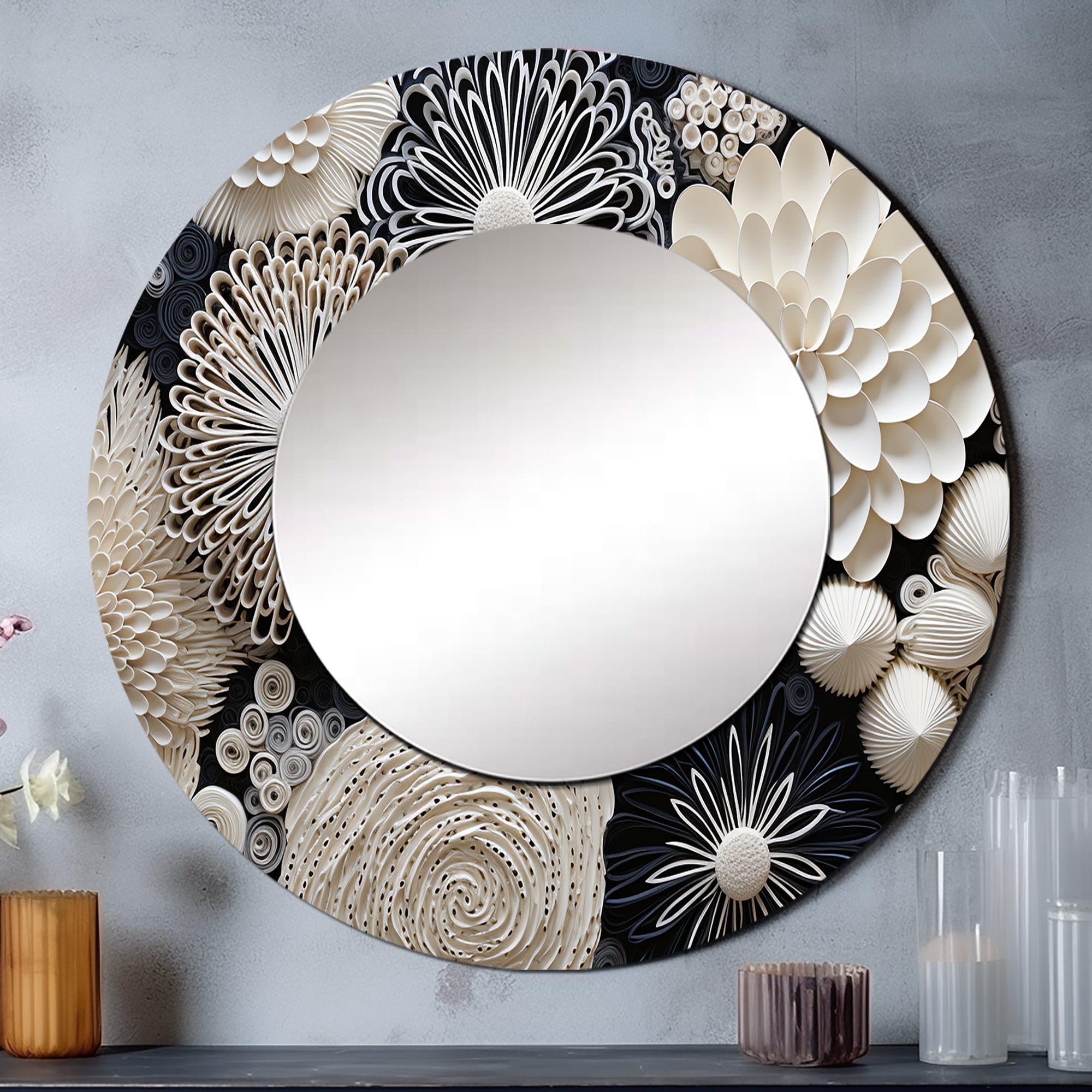 Designart "Full Moon Serenity In Grayscale" Coastal Coral Under Water ...