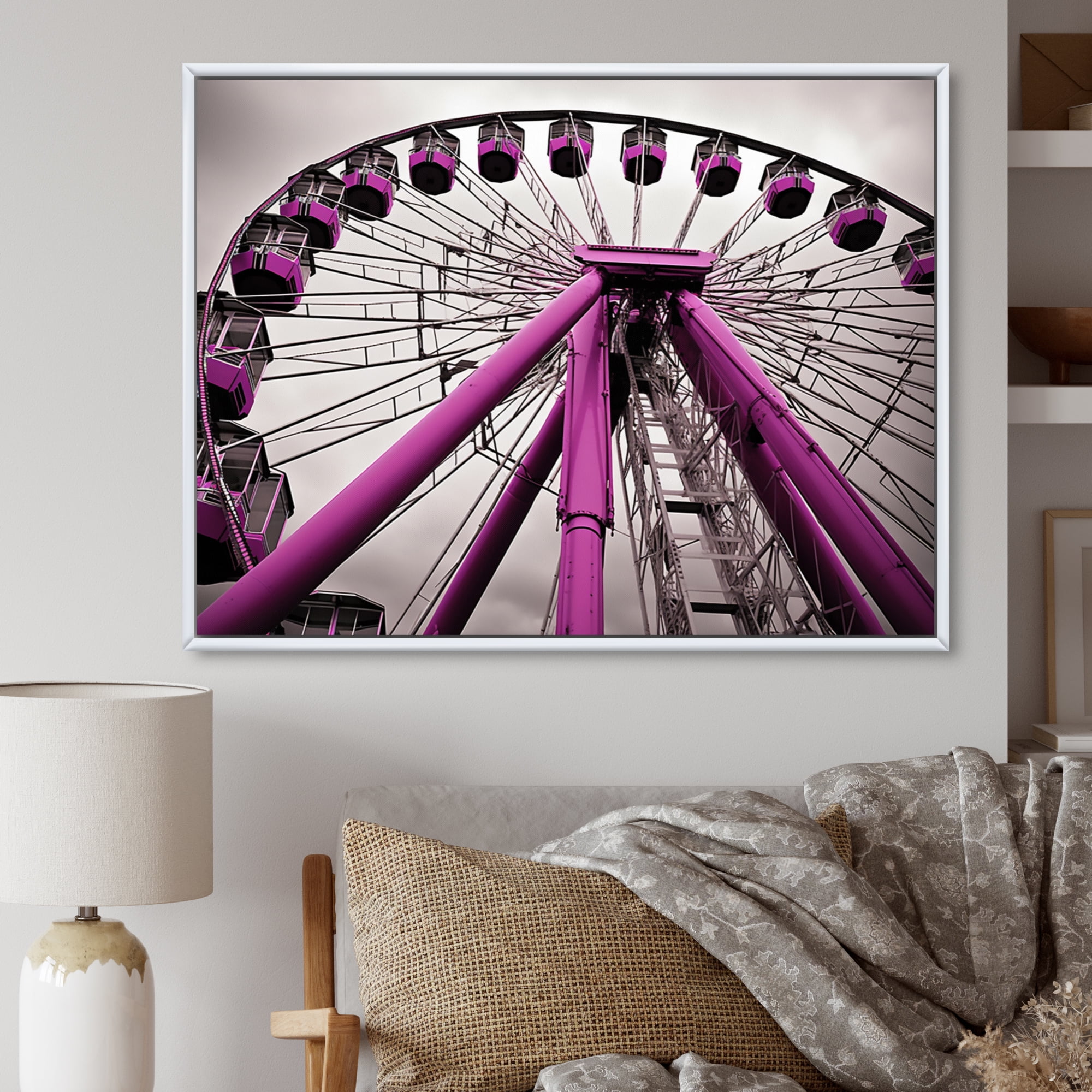 Designart "Fun Parks Spinning Rides" Architecture Floater Framed Wall ...