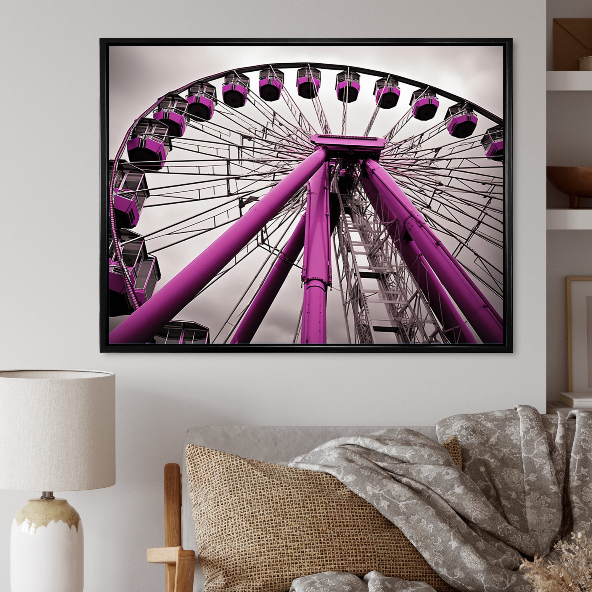 Designart "Fun Parks Spinning Rides" Architecture Floater Framed Wall ...