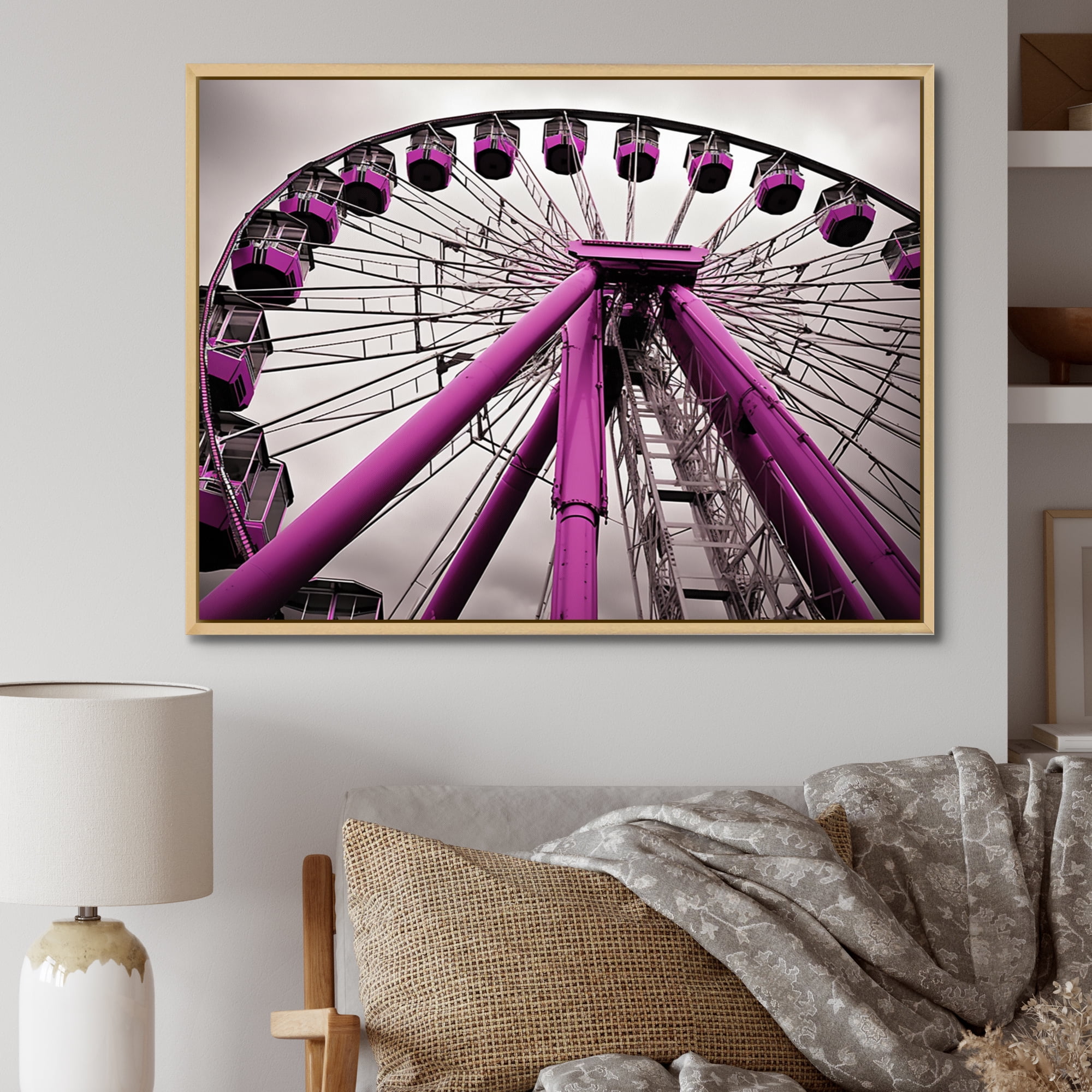 Designart "Fun Parks Spinning Rides" Architecture Floater Framed Wall ...