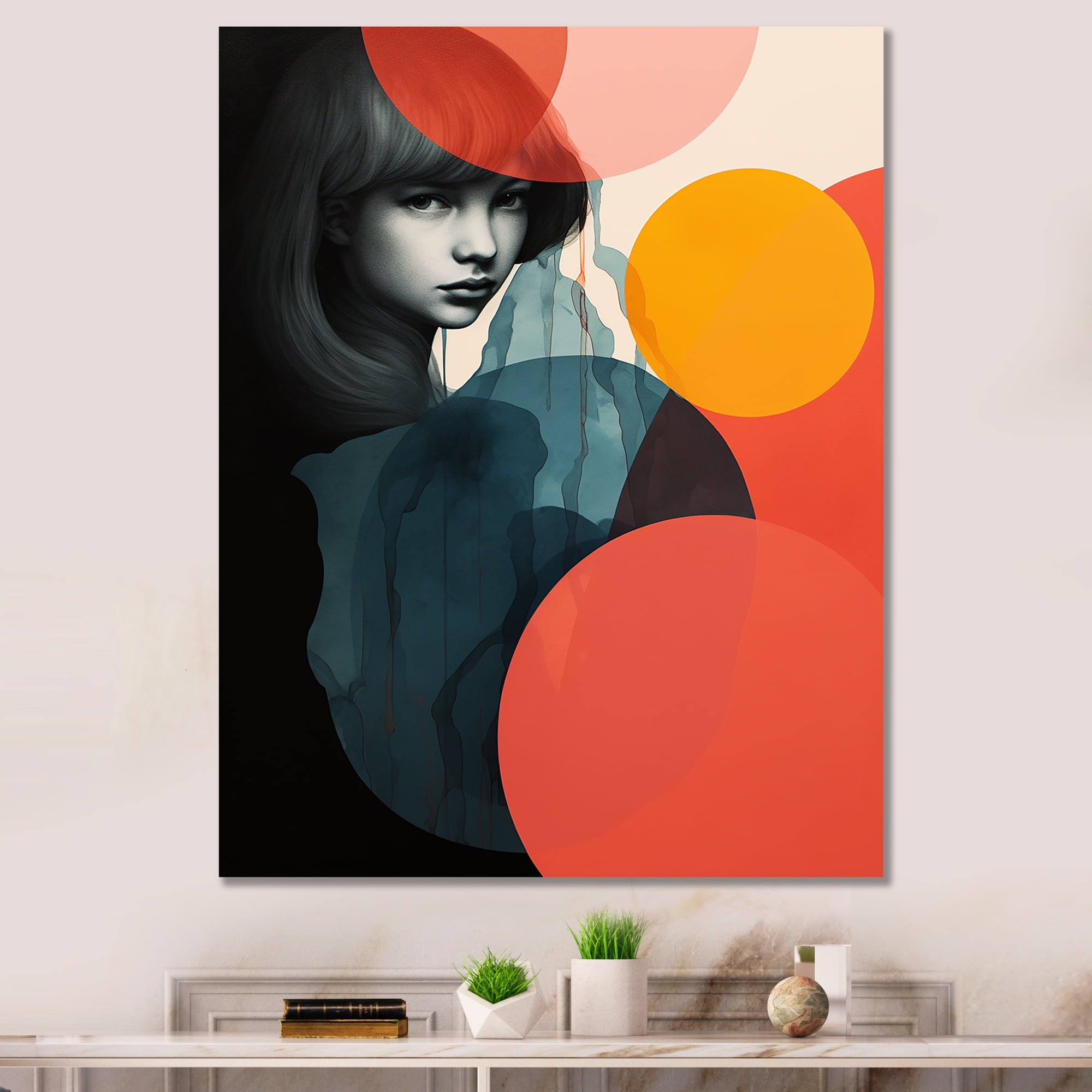 Designart "Fusion Forms Collage of Woman Portrait II" Abstract Canvas ...