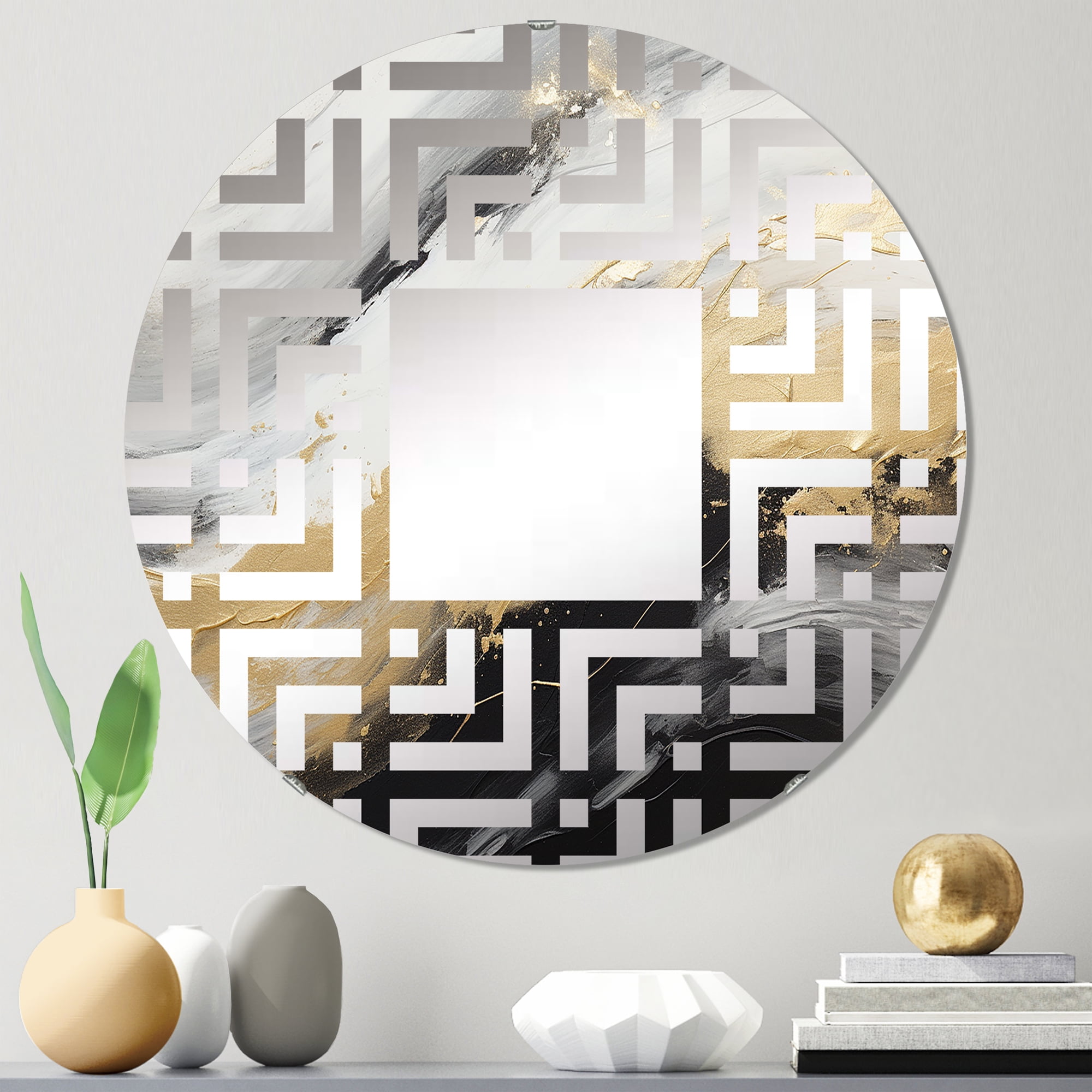 Designart "Fusion of Gold and Black Gentle Waves III" Abstract Shapes ...