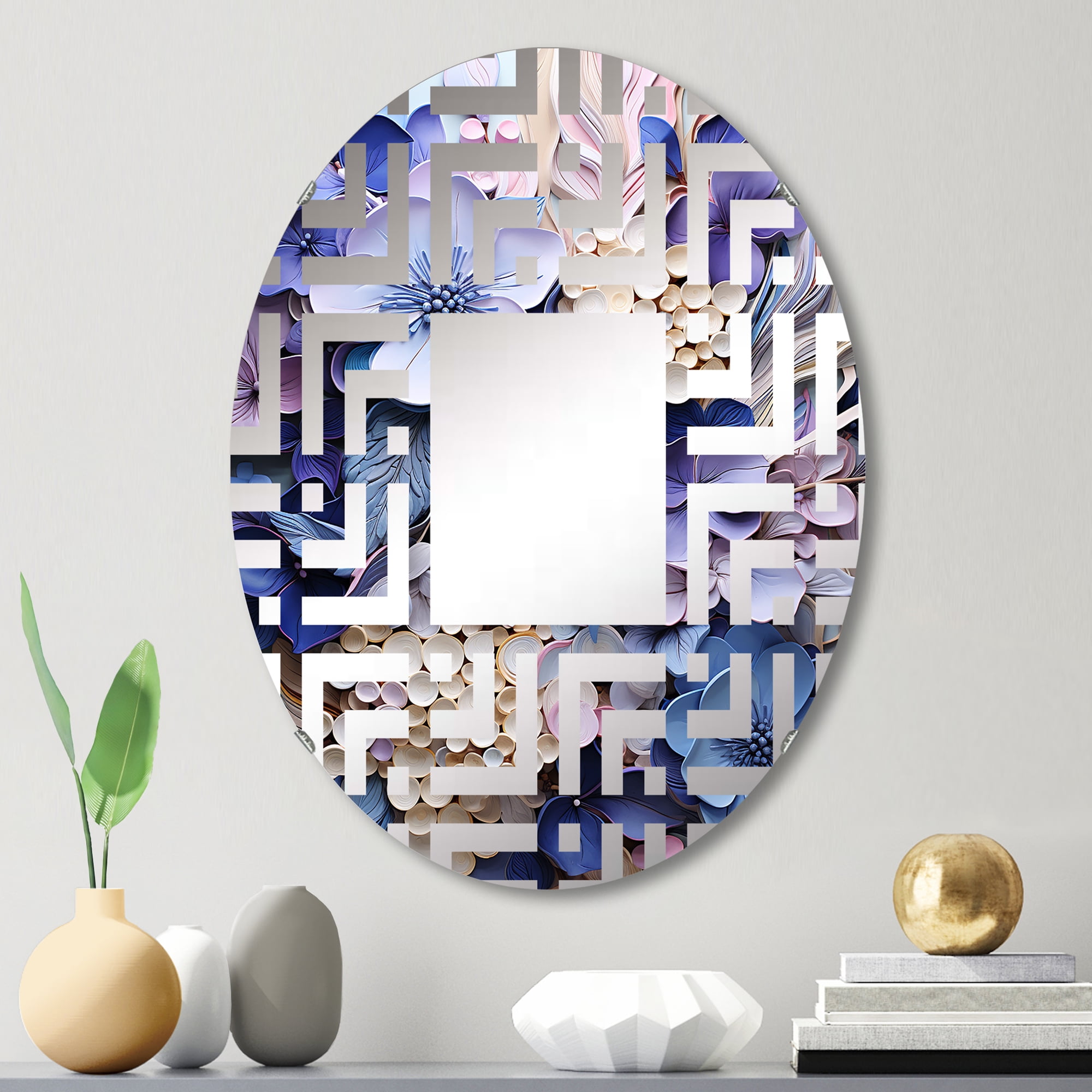 Designart "Fusion of Hydrangea in Mixed Media" Hydrangea Maze Round ...