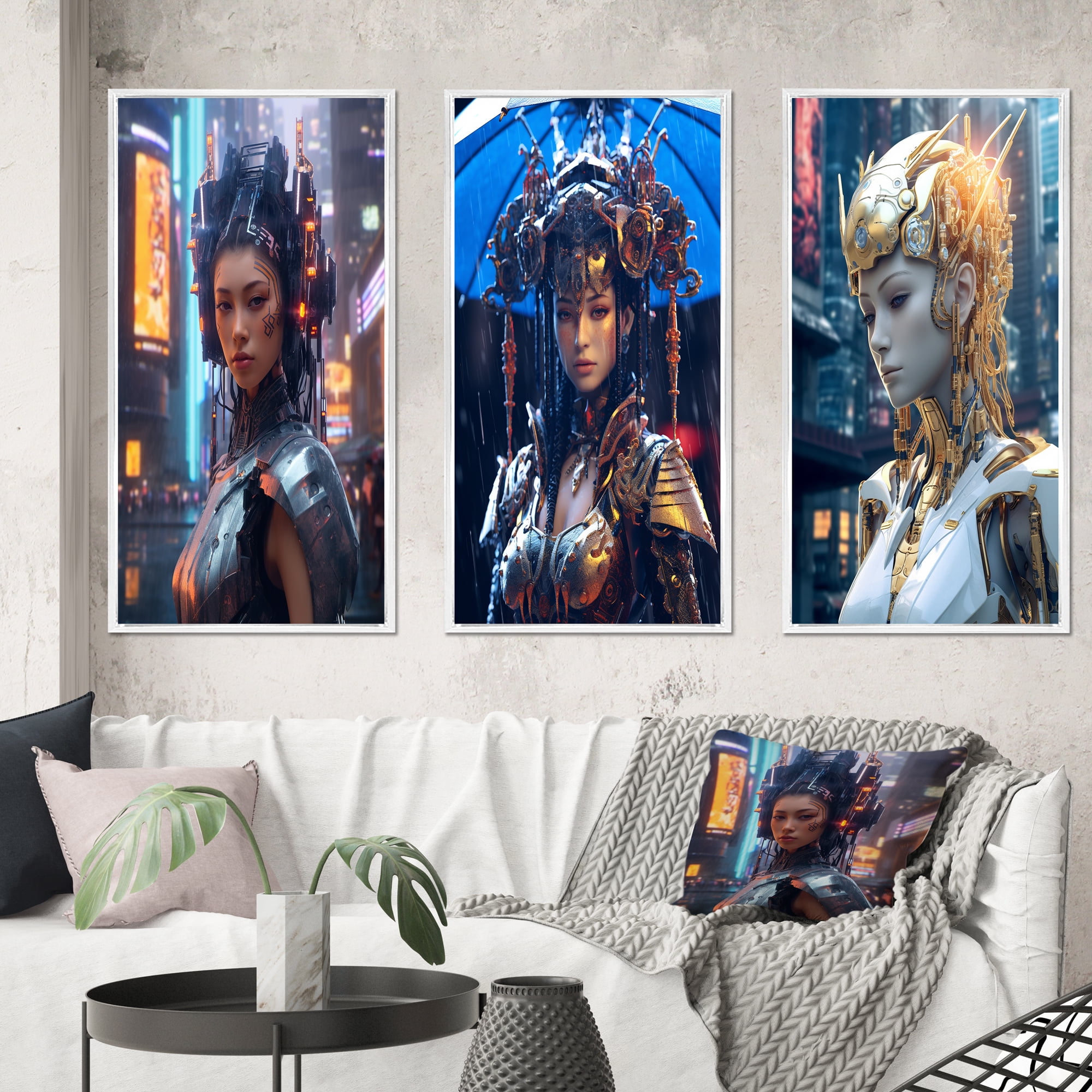 Designart "Futuristic Cyberpunk Goddess Portrait II" Cyberpunk Woman ...