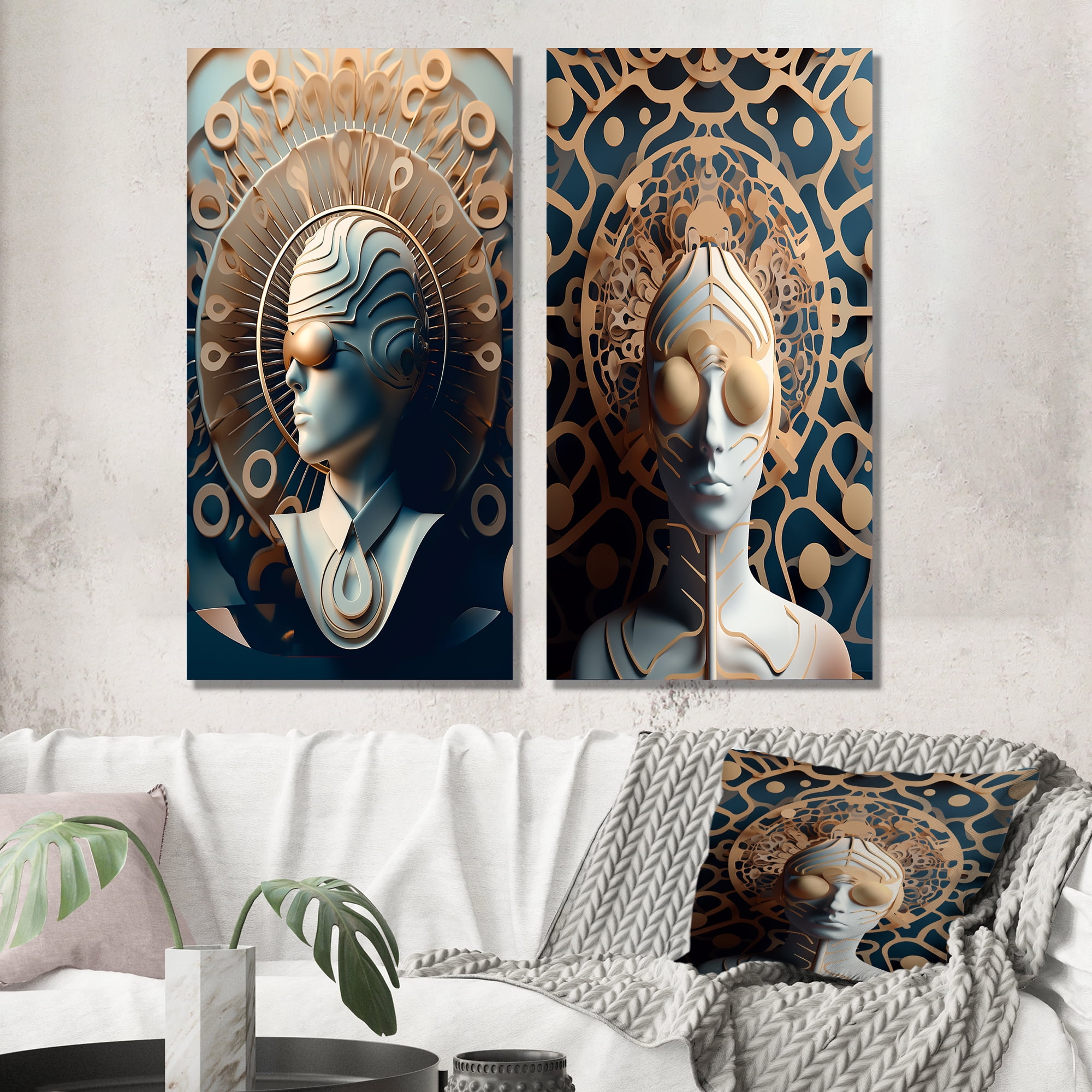 Designart "Futuristic Fashion Portrait of a Woman I" Surrealism Wall ...