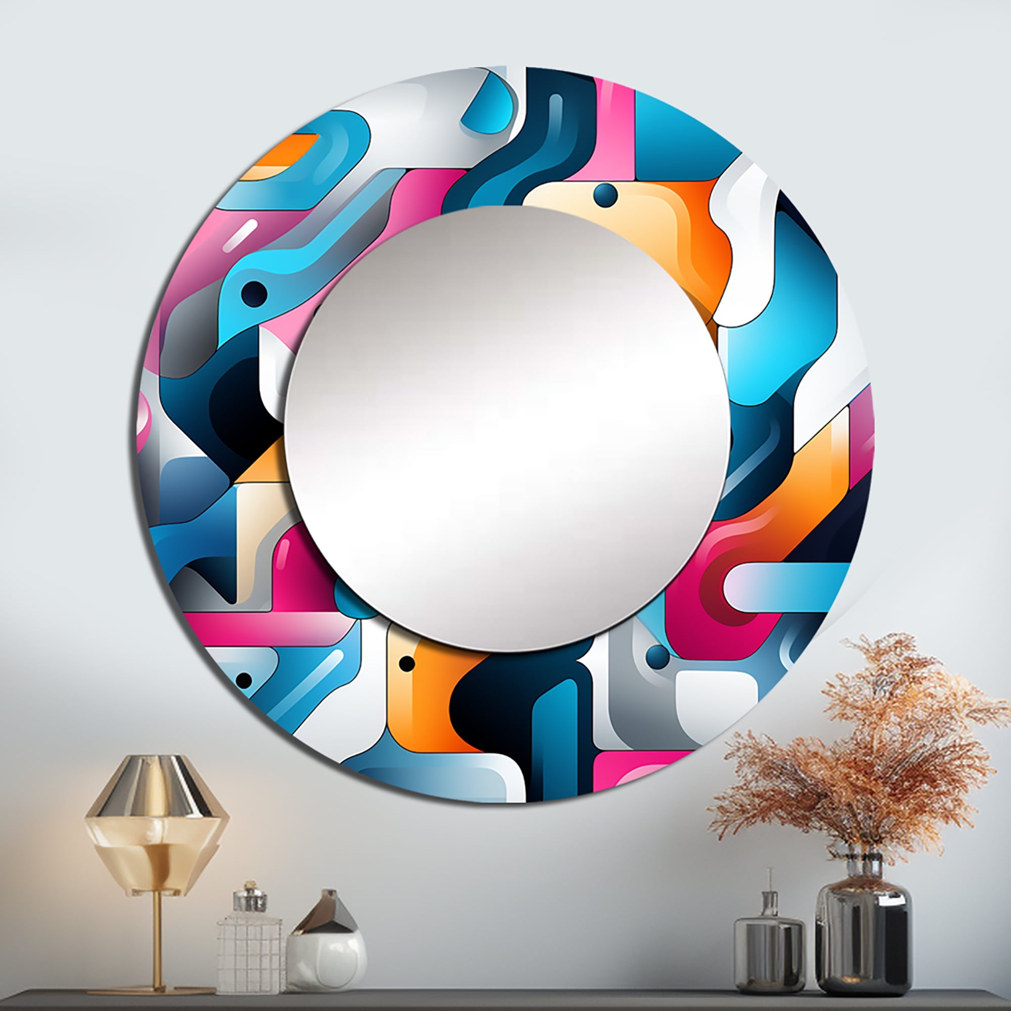 Designart "Futuristic Geometry In Blue And Purple" Geometric Rund ...
