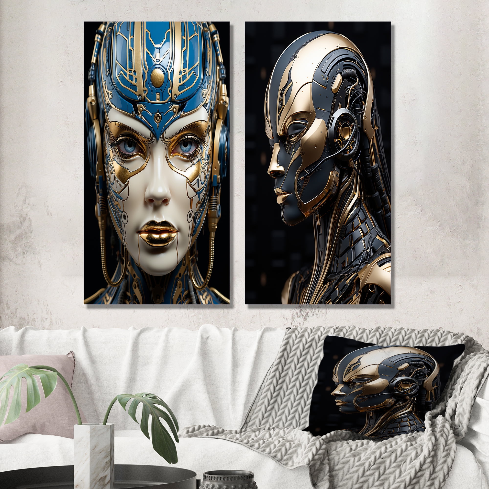 Designart "Futuristic Portrait Cyborg Woman I" Abstract Portraits Wall ...
