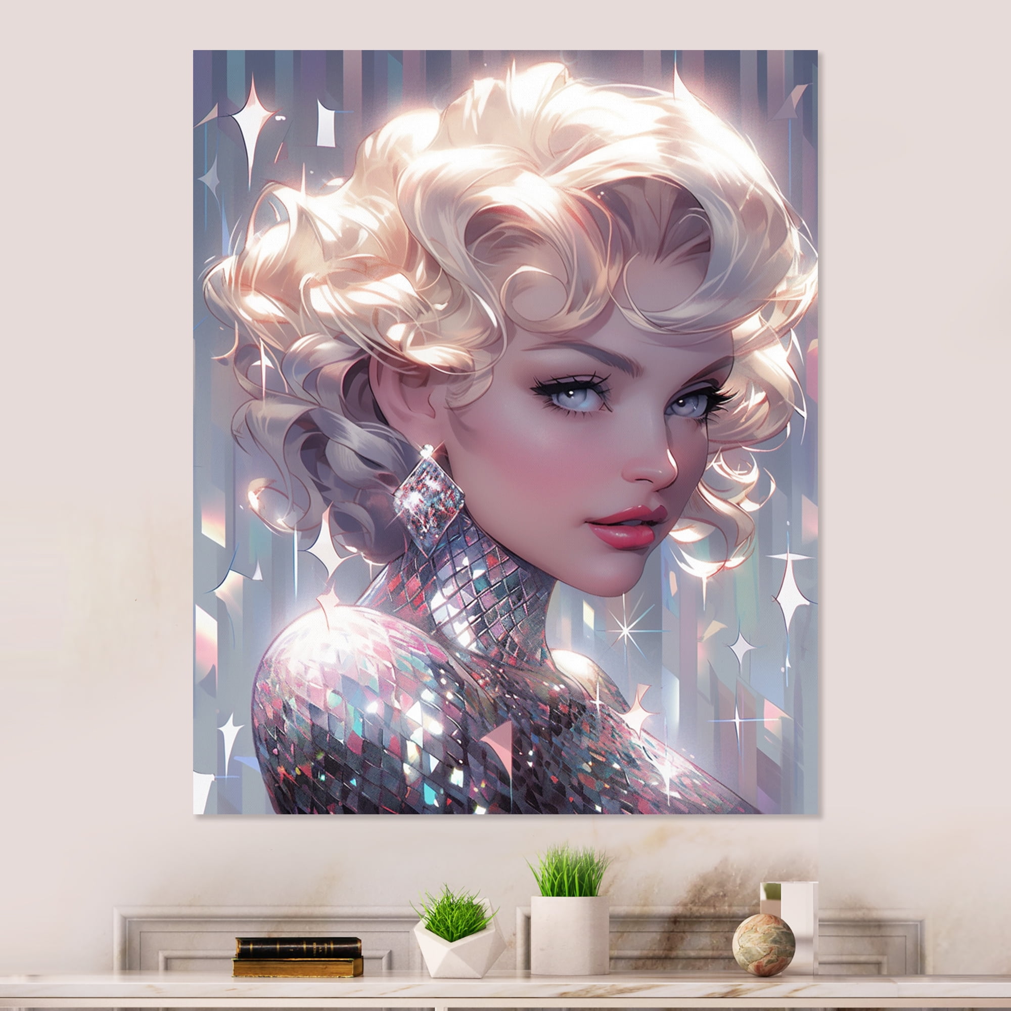 Designart "Futuristic Silver Queen Sci-Fi Royalty" Fashion Woman Metal ...