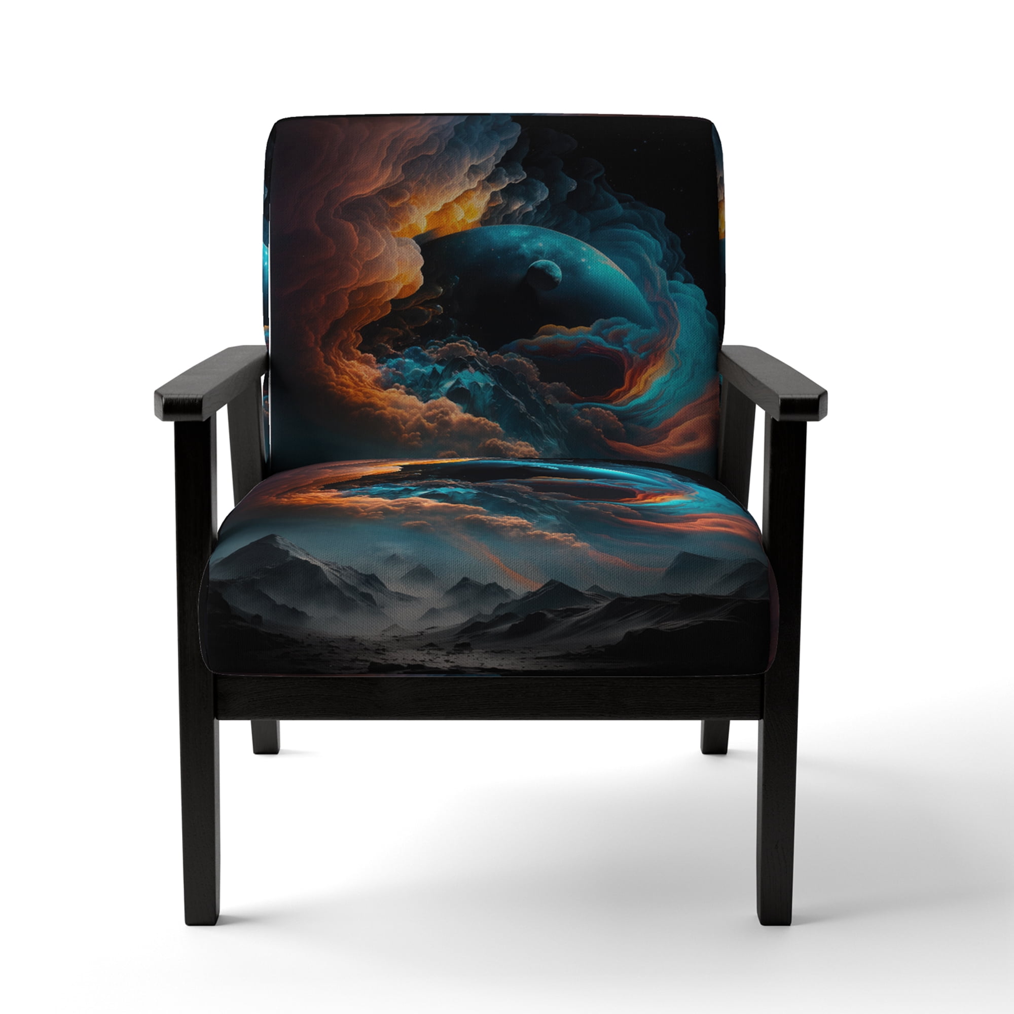 Designart "Futuristic Space Scenery IV" Orange Outer Space Upholstered ...