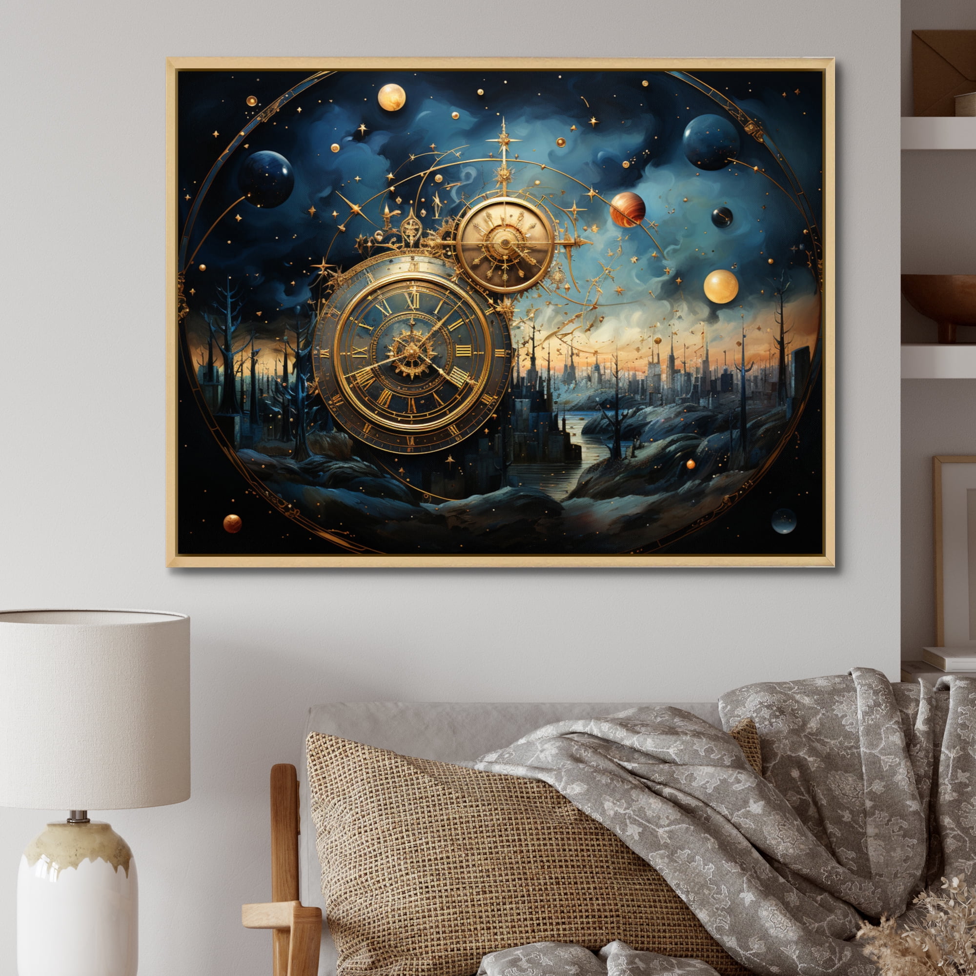 Designart "Galactic Guide Celestial Chart" Astrology Floater Framed ...