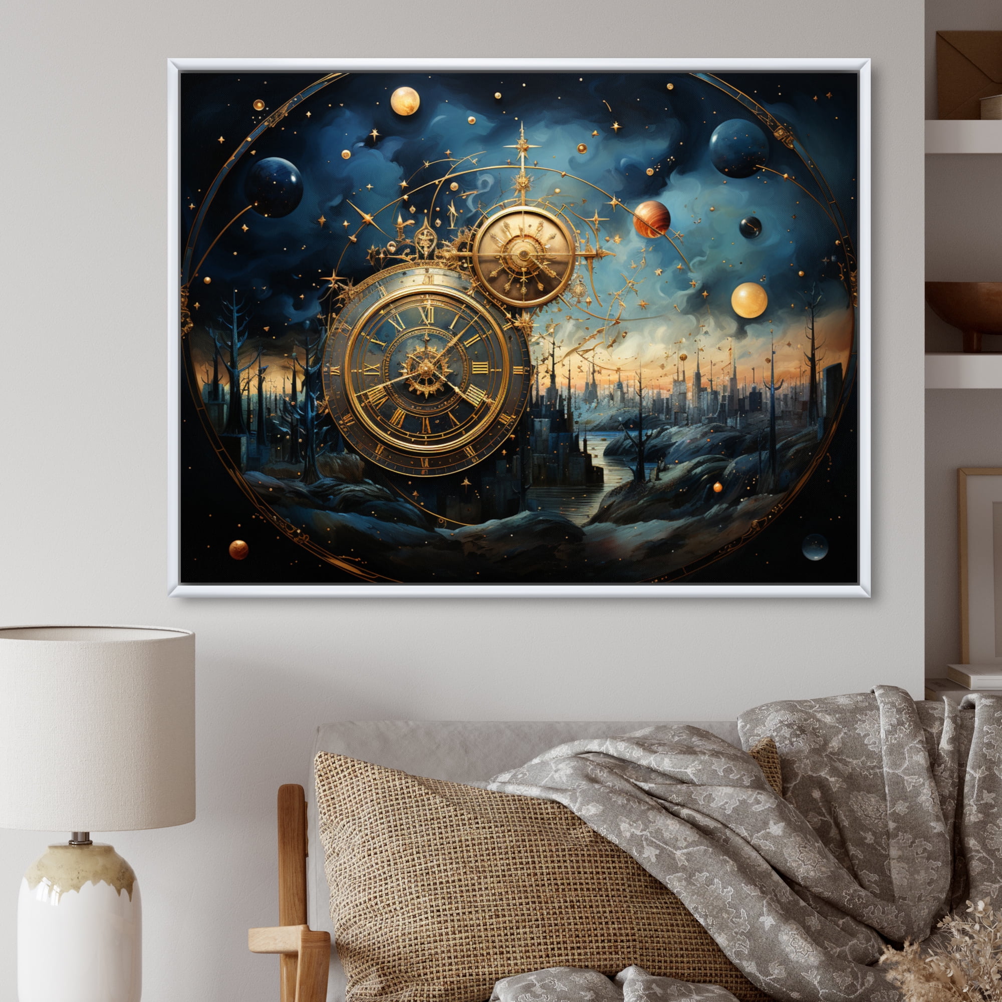 Designart "Galactic Guide Celestial Chart" Astrology Floater Framed ...
