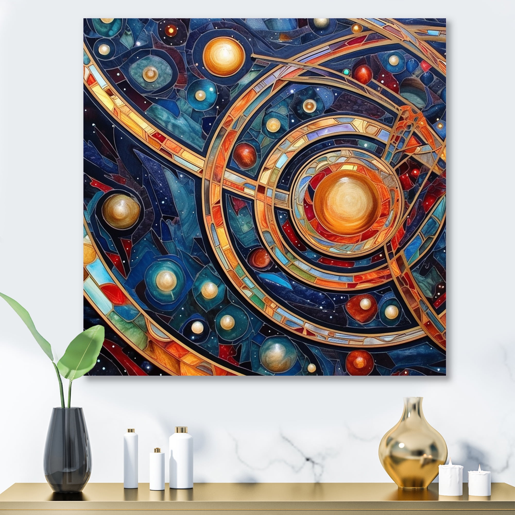 Designart "Galactic Universe in Orange and Blue I" Comets Metal Wall ...