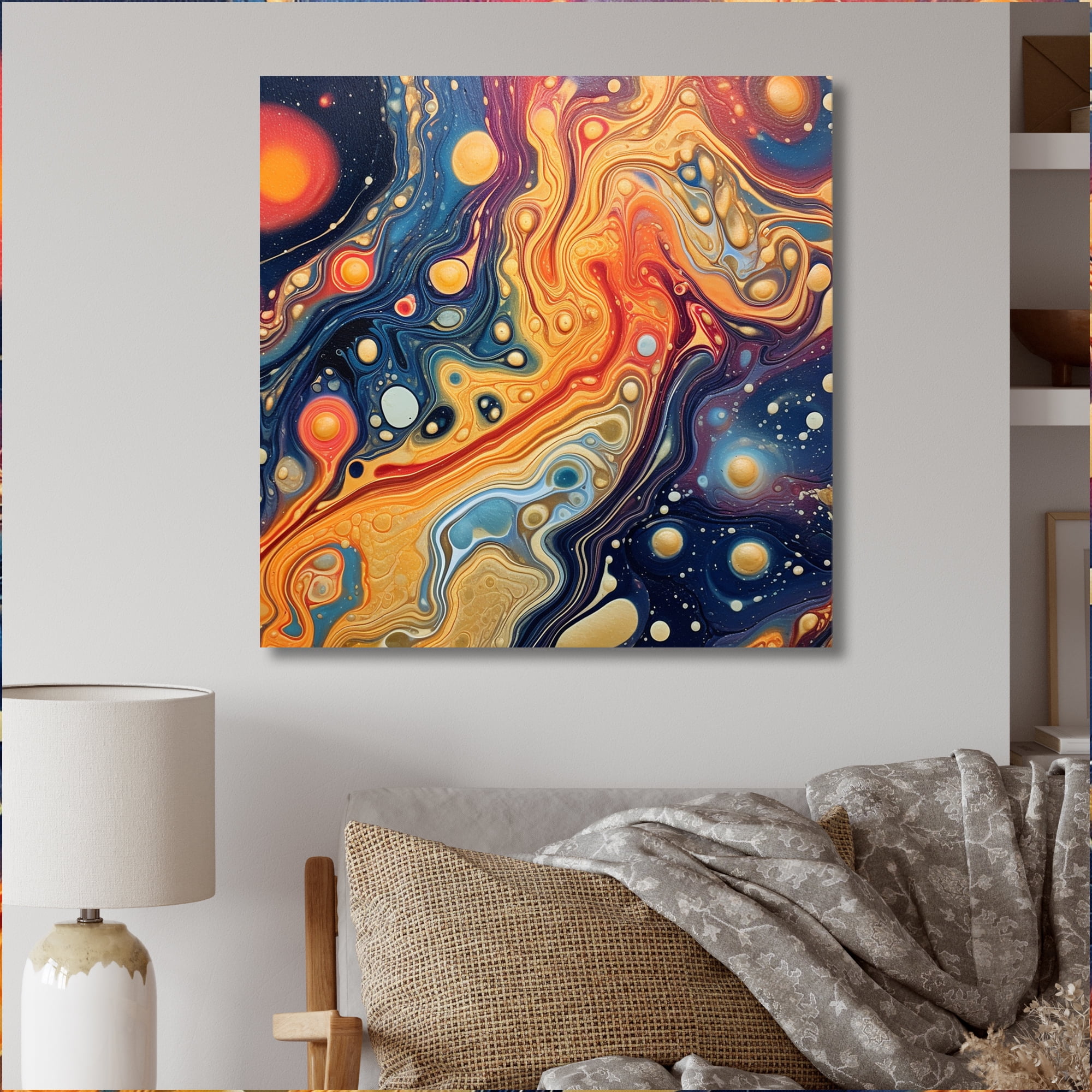 Designart "Galactic Universe in Orange and Blue II" Comets Metal Wall ...