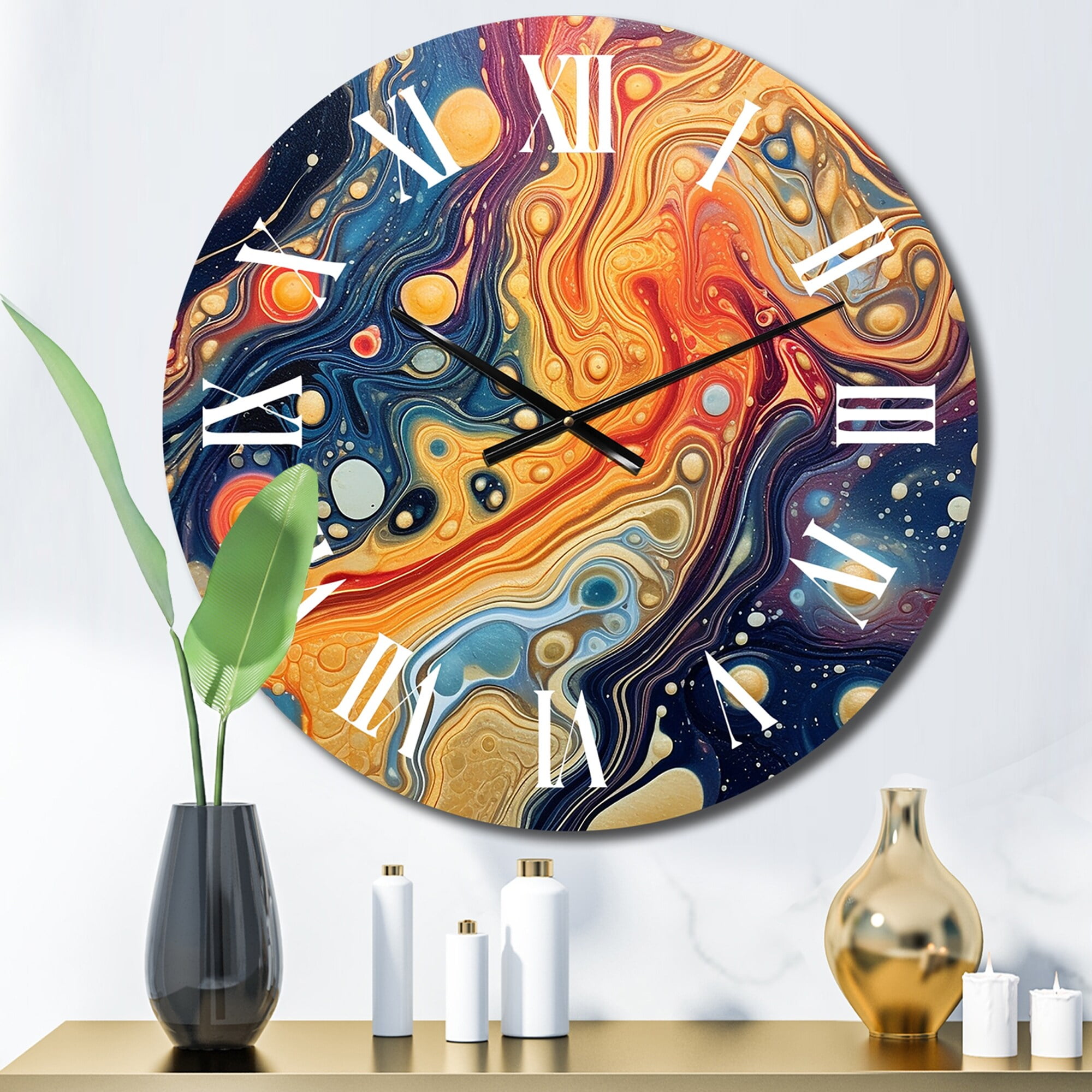 Designart "Galactic Universe in Orange and Blue II" Comets Oversized ...