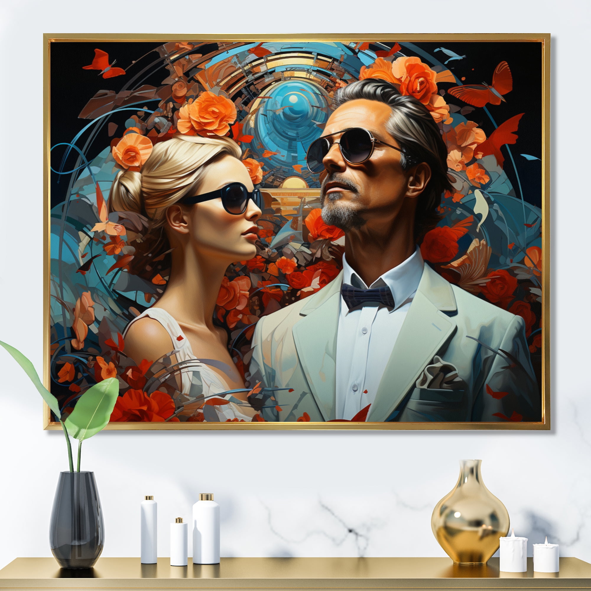 Designart " Galas Dream Portraits" Surrealism Floater Framed Wall Decor ...