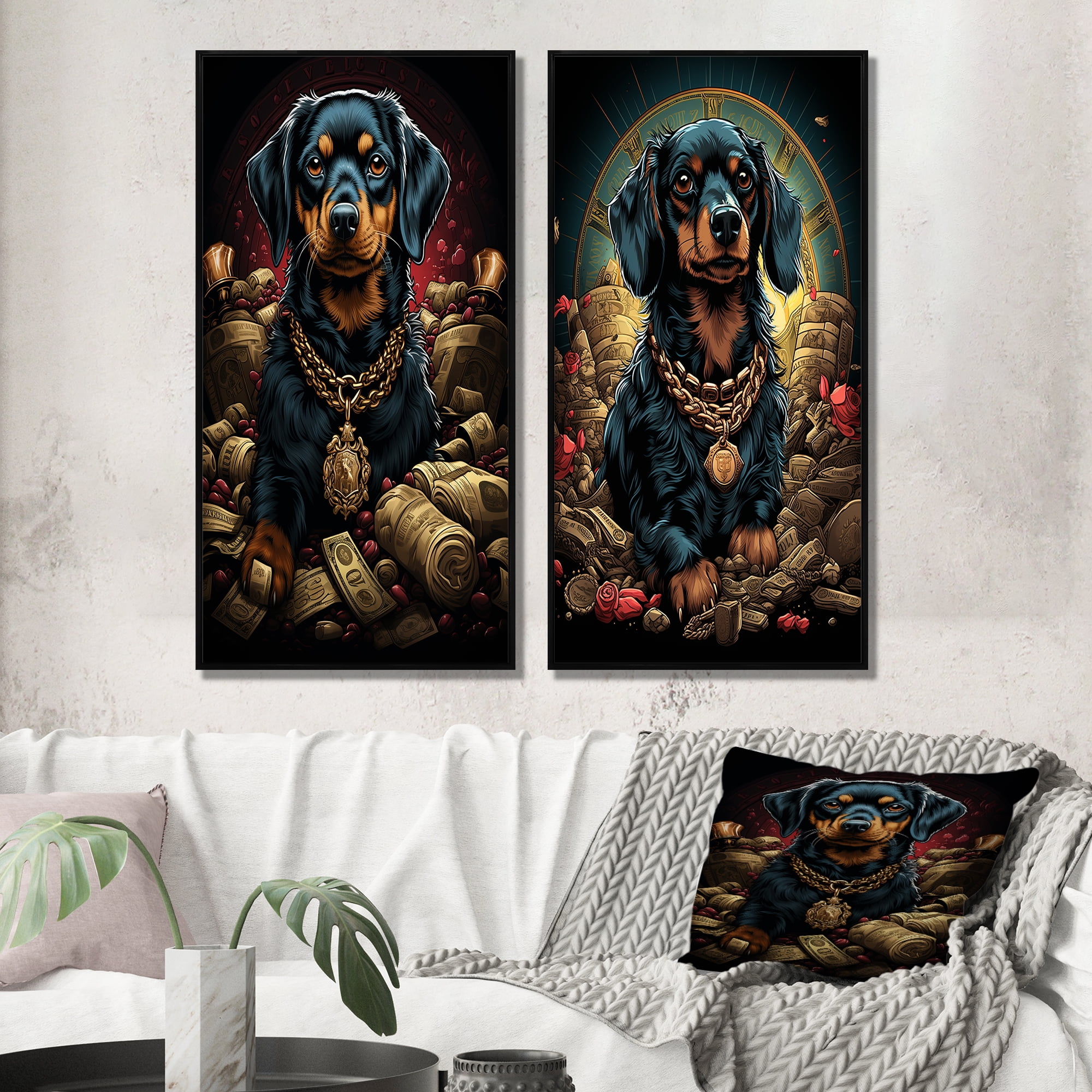 Designart "Gangster Dachshund Cool Canine Character I" Animals Dog ...