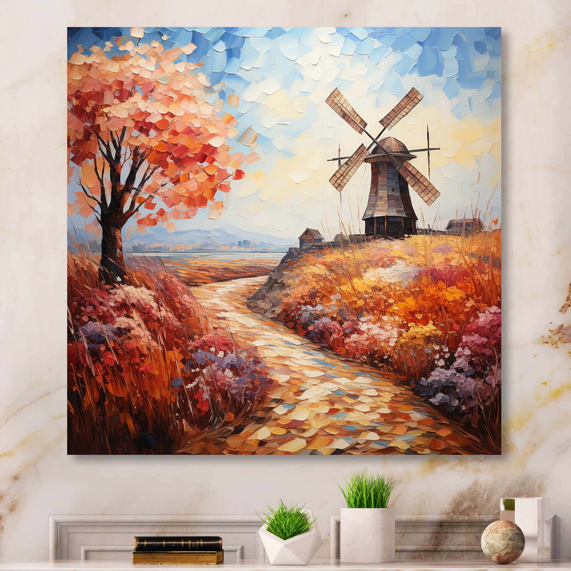 Designart "Gentle Breeze Mill Wind wall art I" Countryside Wall Art ...