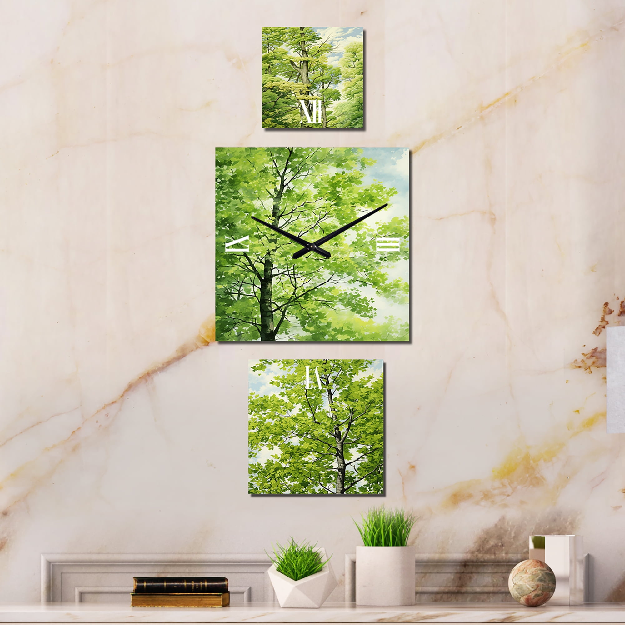 Designart "Gentle Breeze Through Basswoods" Trees Oversized Wall Clock ...
