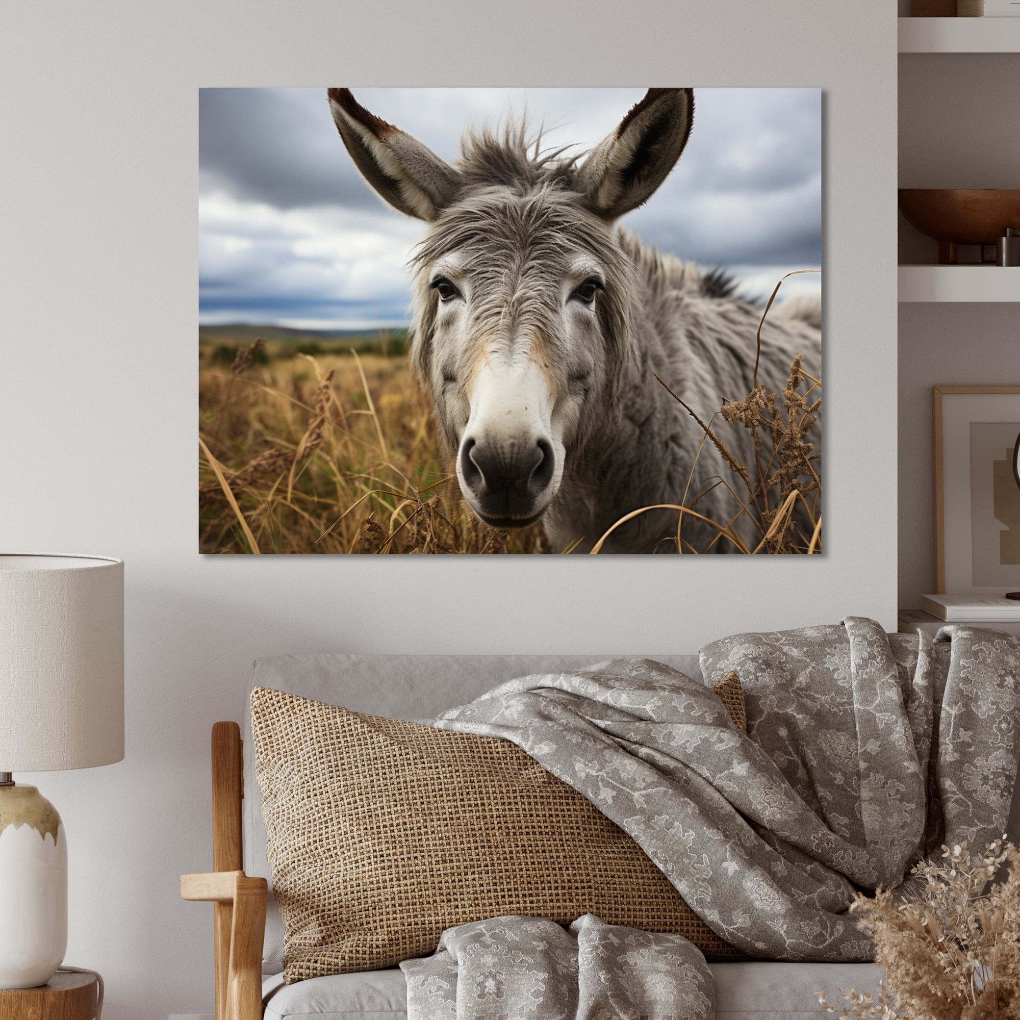 Designart "Gentle Companion Grey Donkey" Animals Metal Art Living Room ...