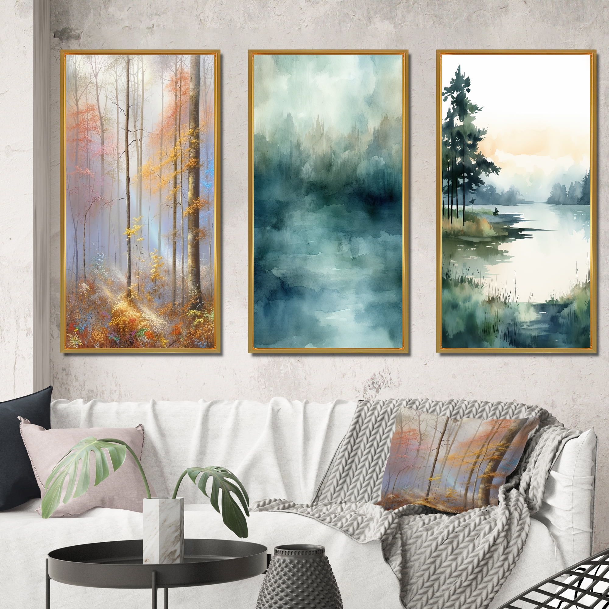 Designart "Gentle Evening Glow through Forest Trees" Landscape Trees ...