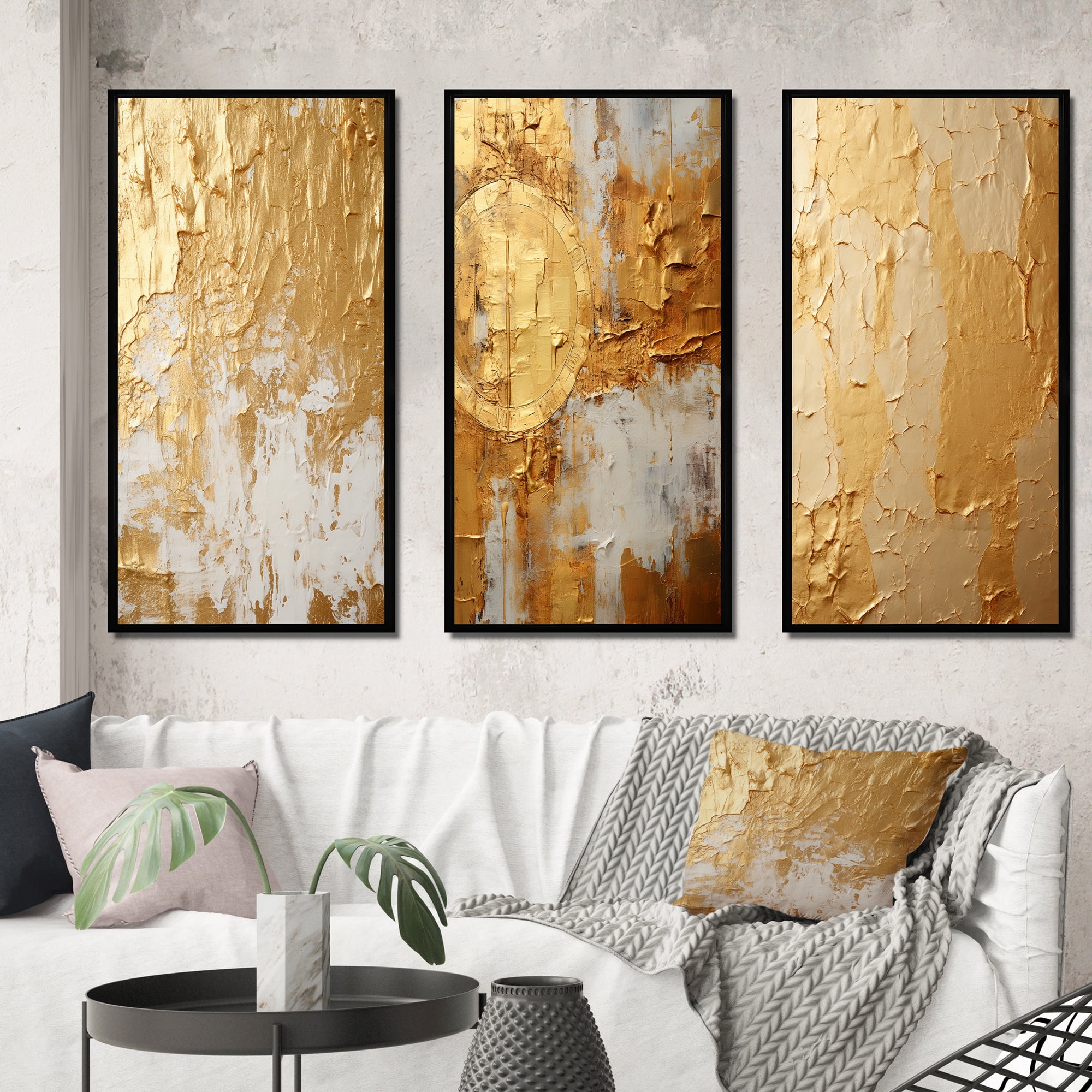 Designart "Gentle Prosperity Retro Gold Abstraction I" Abstract ...