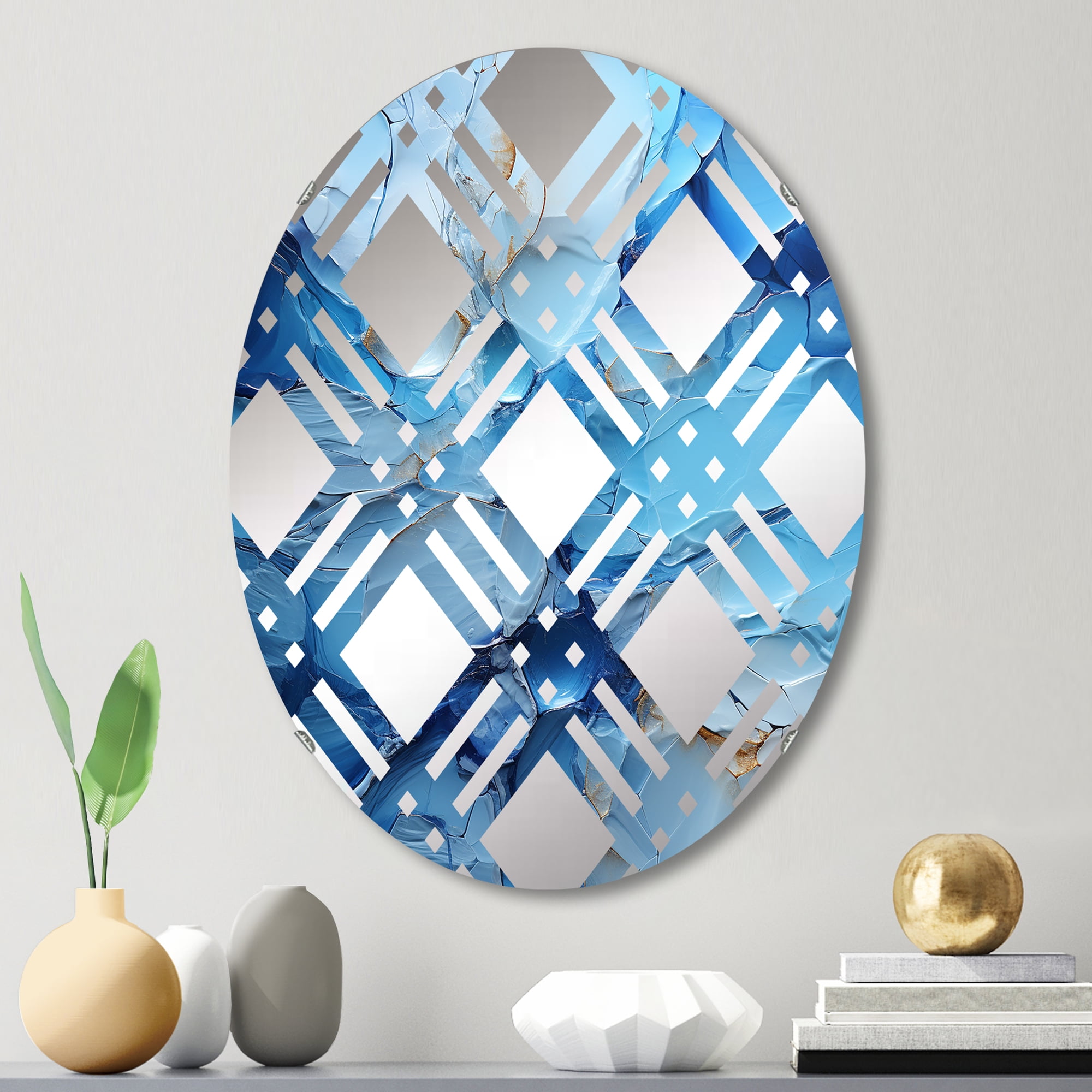 Designart "Geode Explosion in Minimalist Greenland" Glacier Plaid Round ...