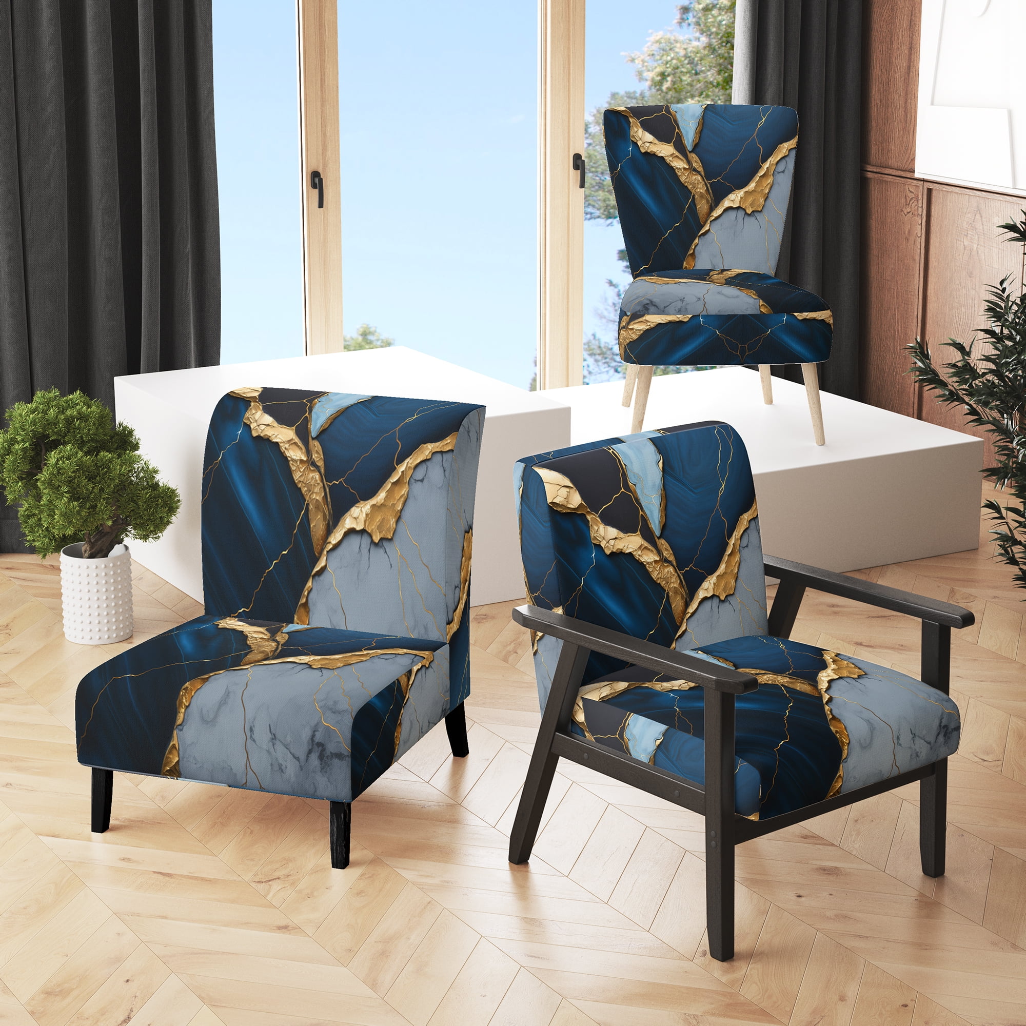 Designart "Geode Golden Harmony Multi Color" Upholstered Modern ...