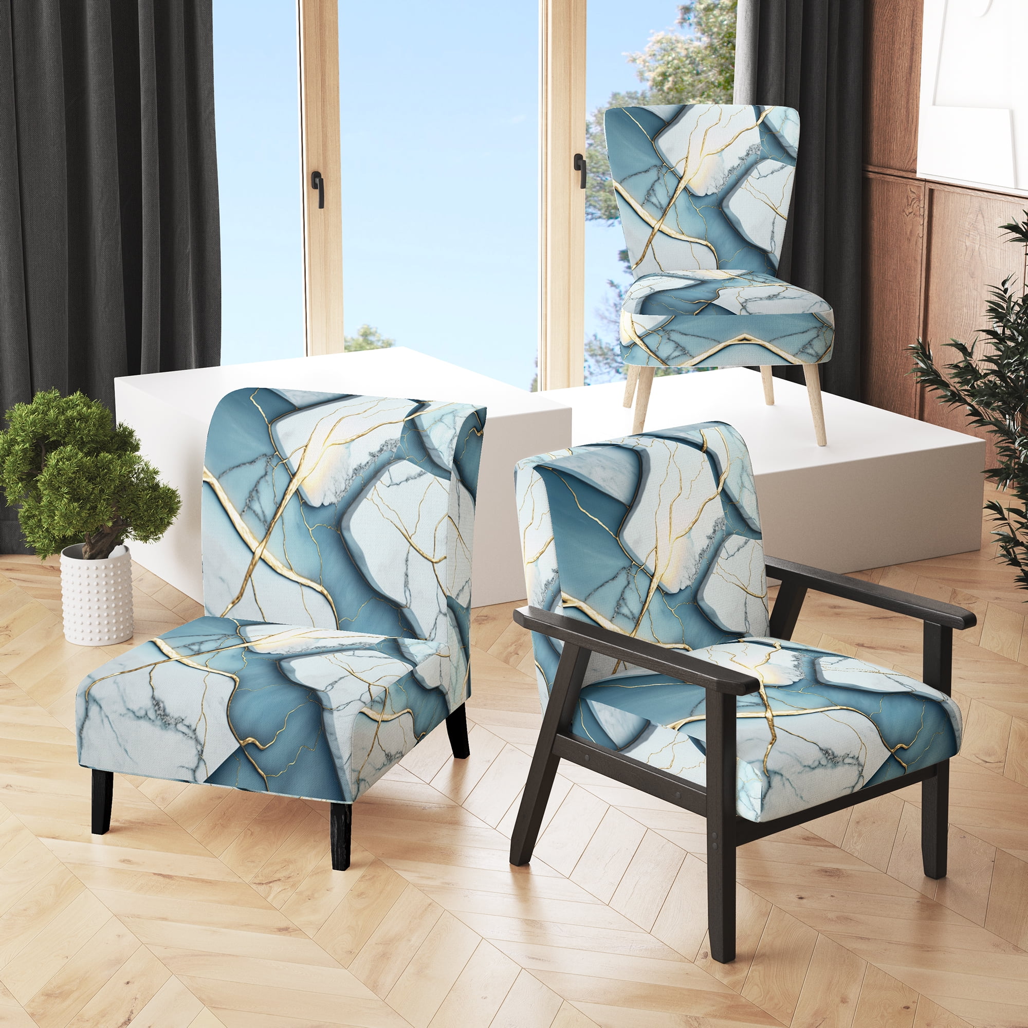Designart "Geode Golden Harmony Multi Color" Upholstered Modern ...