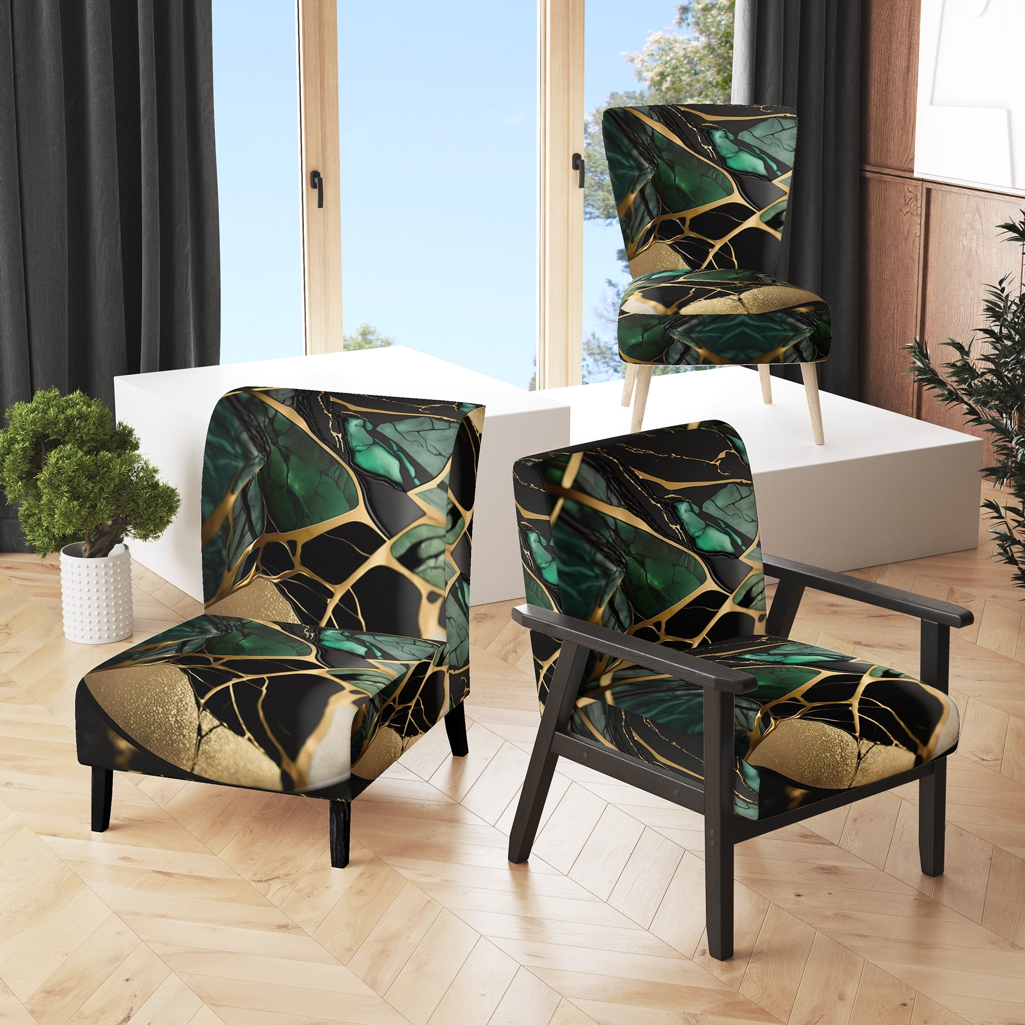Designart "Geode Golden Multi Color" Upholstered Modern & Contemporary ...