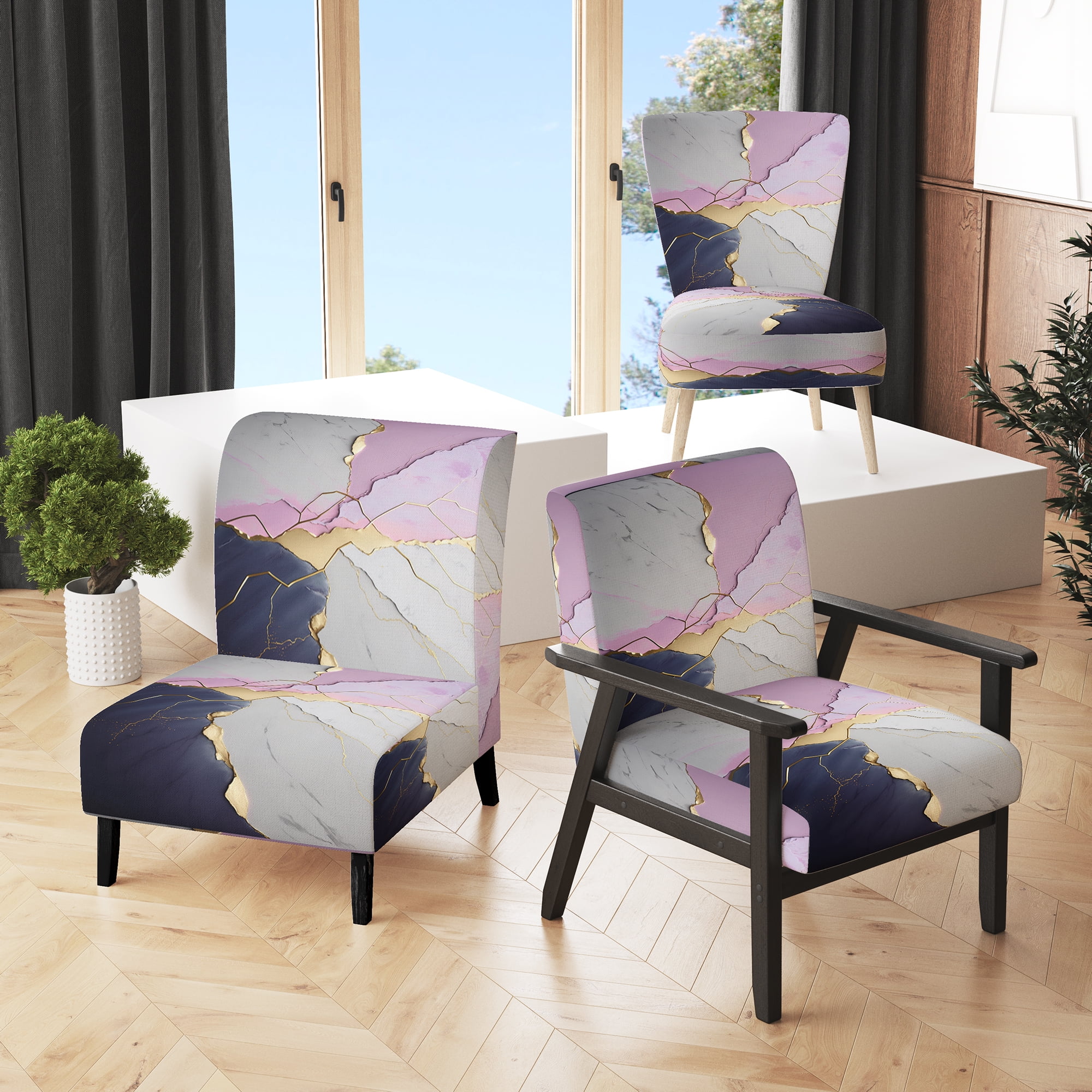 Designart "Geode Golden Multi Color" Upholstered Modern & Contemporary ...