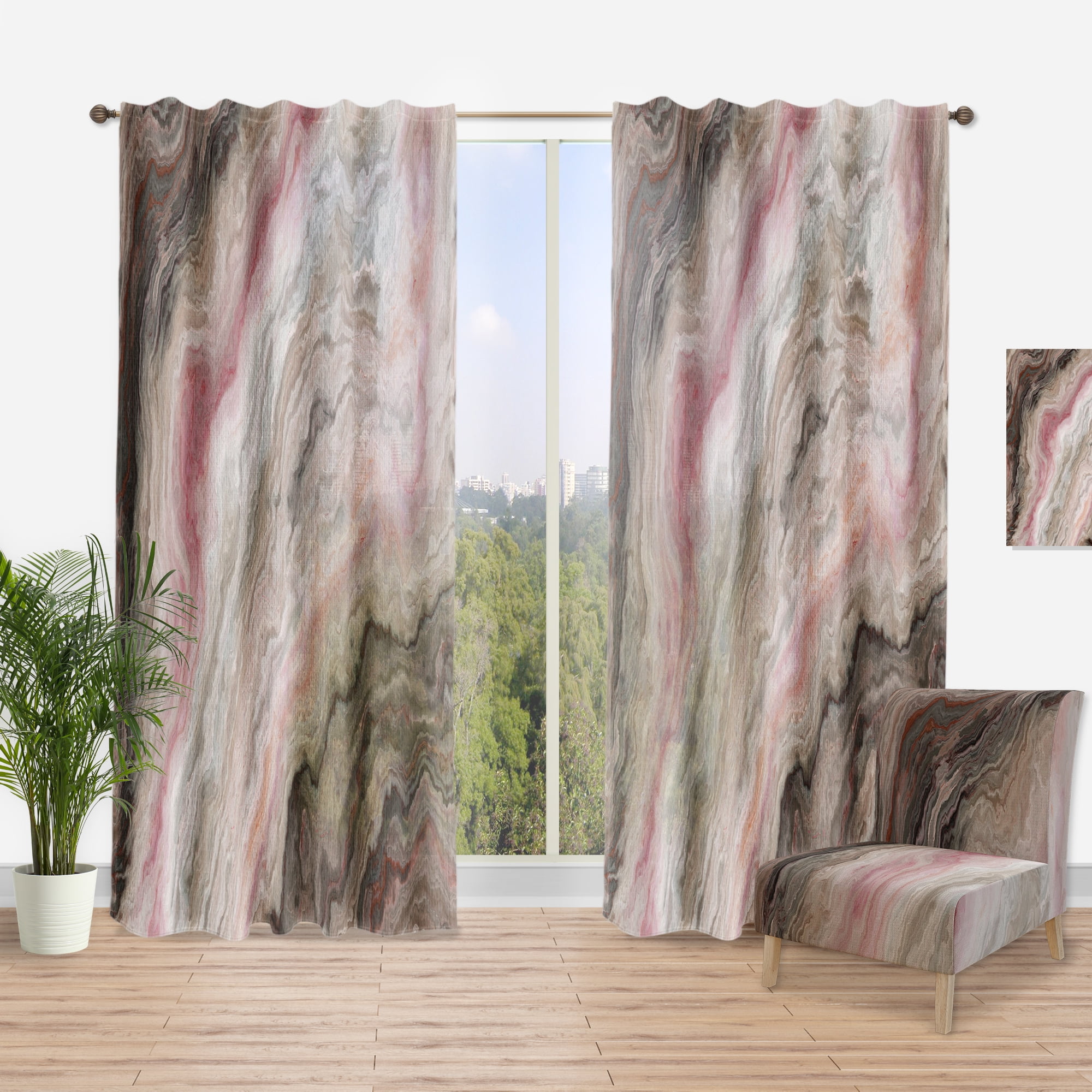 Designart 'Geode Marbled XVII' Mid-Century Modern Curtain Panel ...
