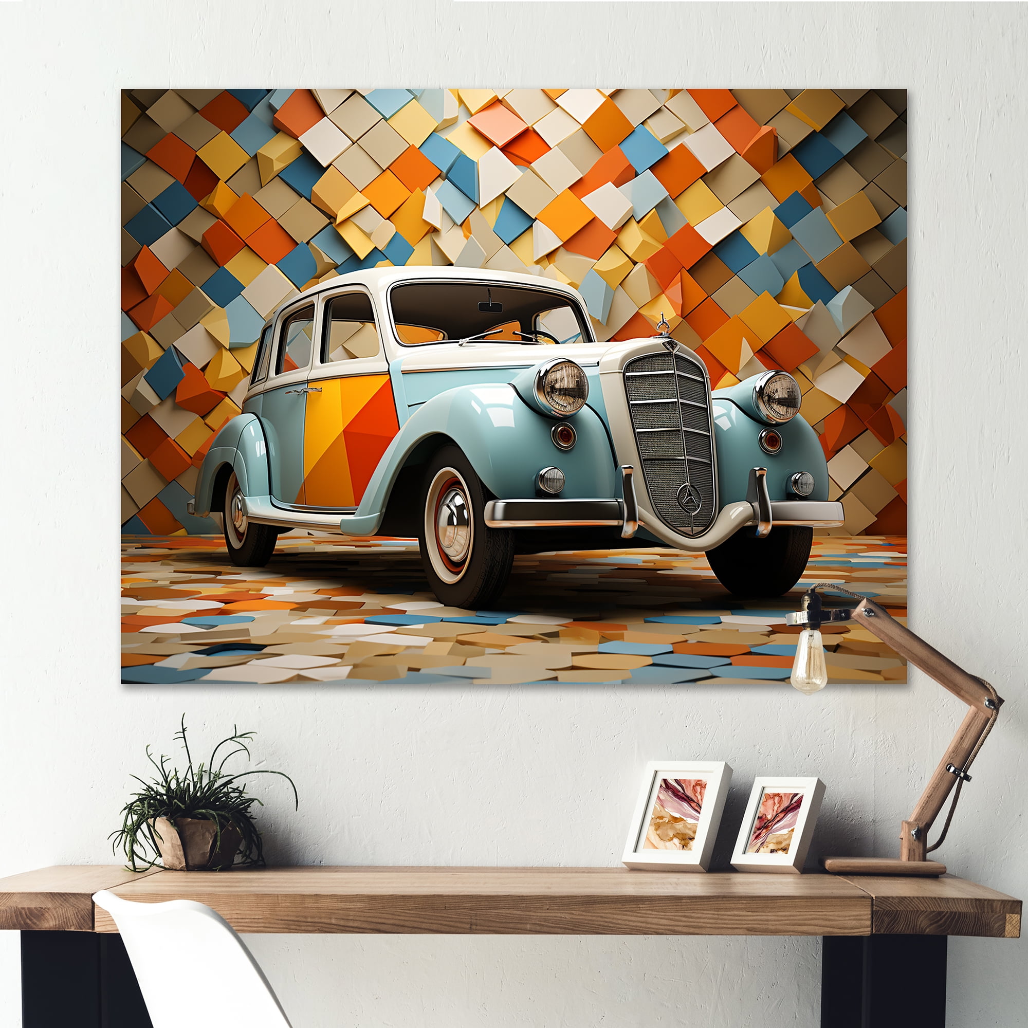 Designart "Geometric 1950S Auto Retro Progression I" Car Vintage Canvas ...