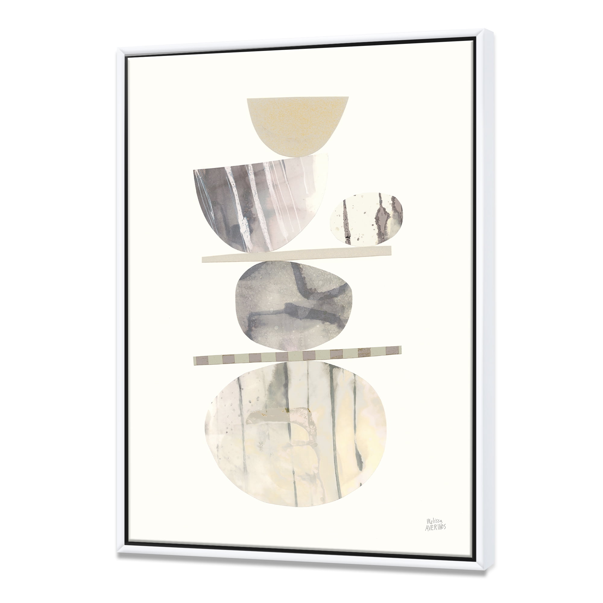 Designart ' Geometric Balance Neutral II ' Shabby Chic Framed Canvas ...