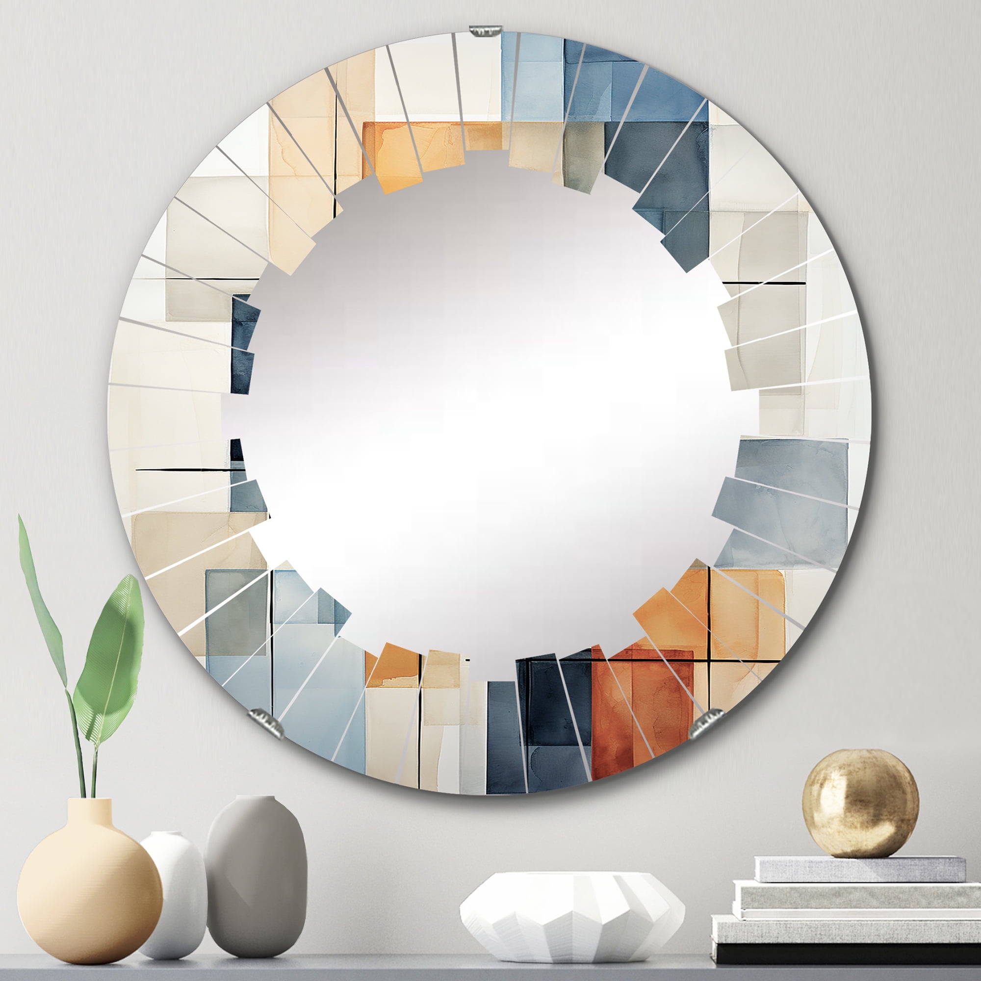 Designart "Geometric Collage in Beige and Blue" Abstract Collages ...