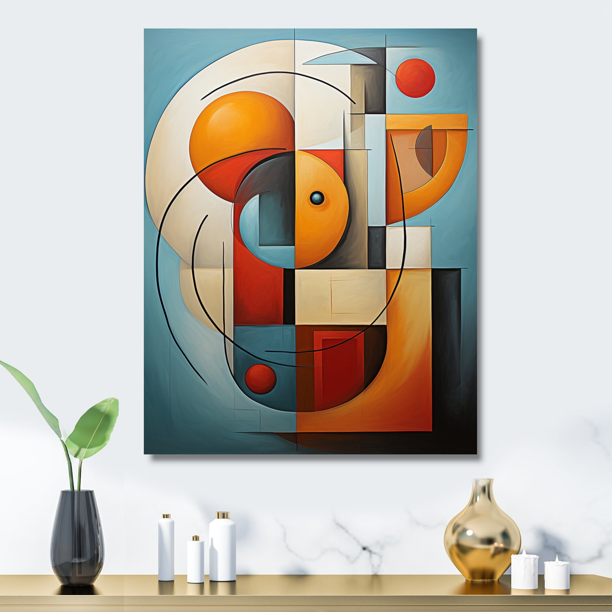 Designart "Geometric Forms in Cubism II" Cubism Metal Wall Decor ...