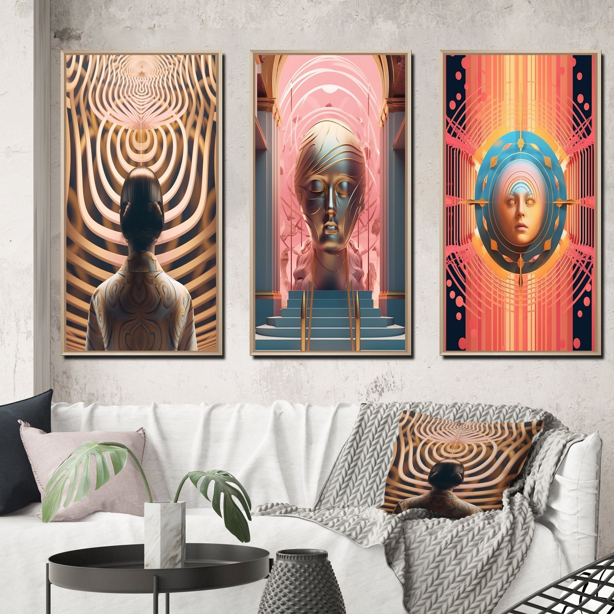 Designart "Geometric Glamour in Future Minimalism Portrait IV" Woman ...