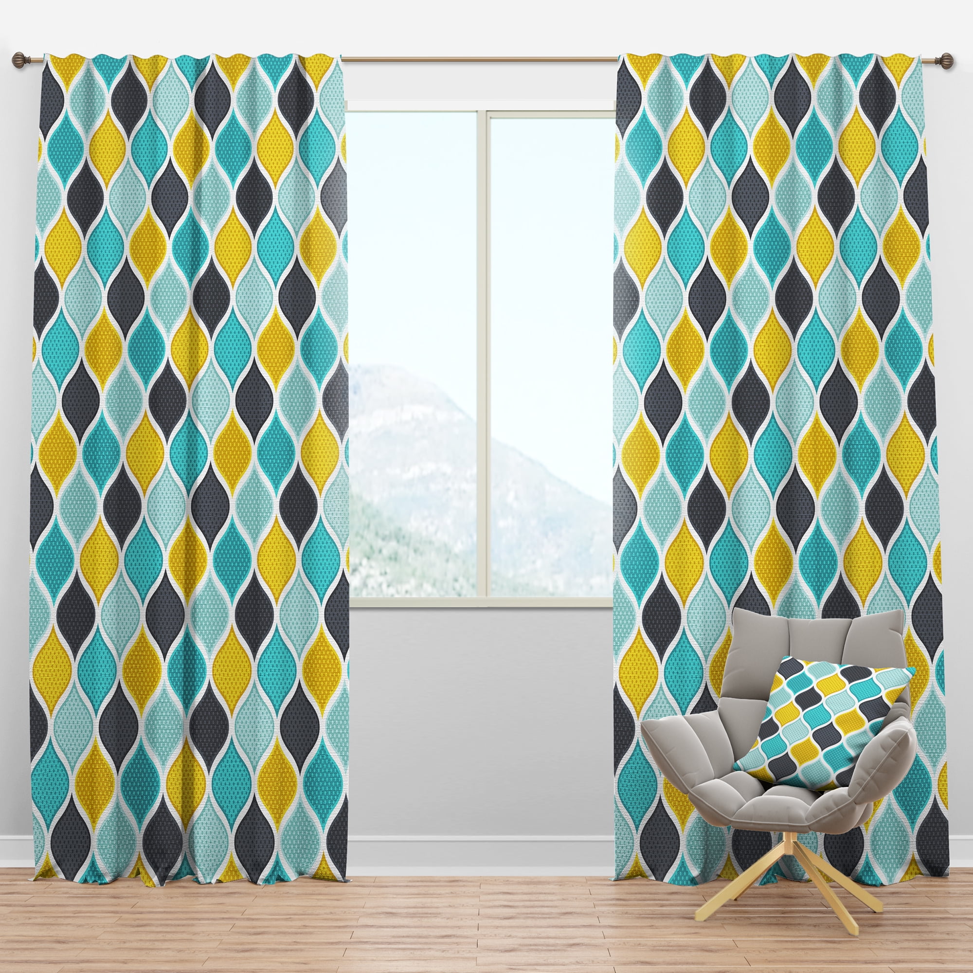 Designart 'Geometric Ornament Pattern' Bohemian & Eclectic Blackout ...