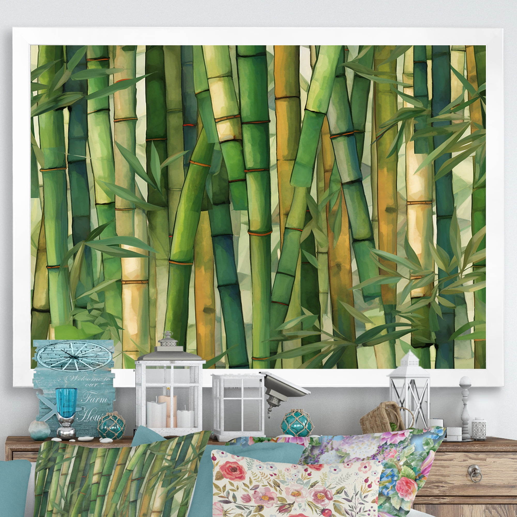 Designart "Geometric Patterns Amidst Whispering Bamboo I" Bamboo ...