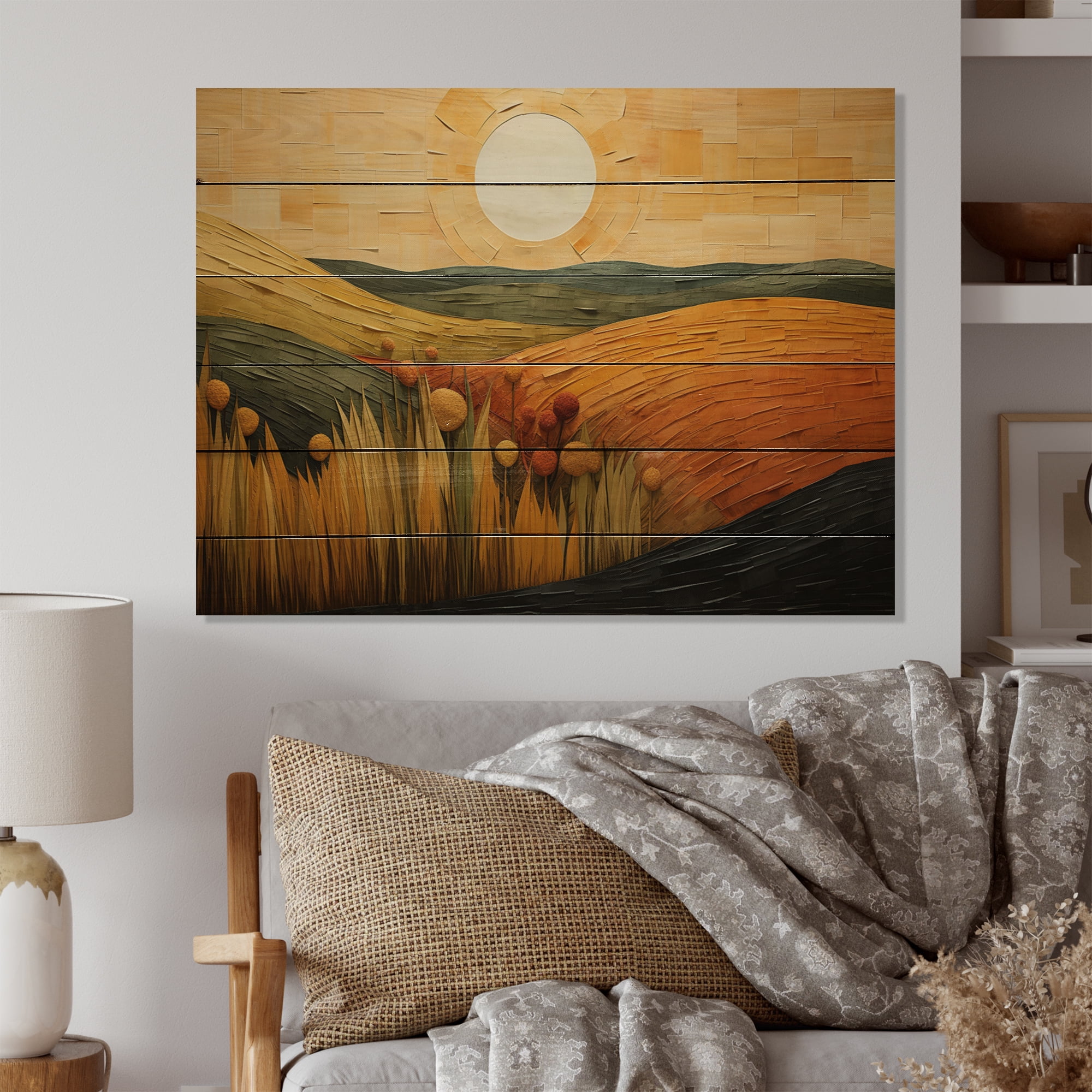 Designart "Geometric Plains Countryside Bold painting" Modern Print on ...