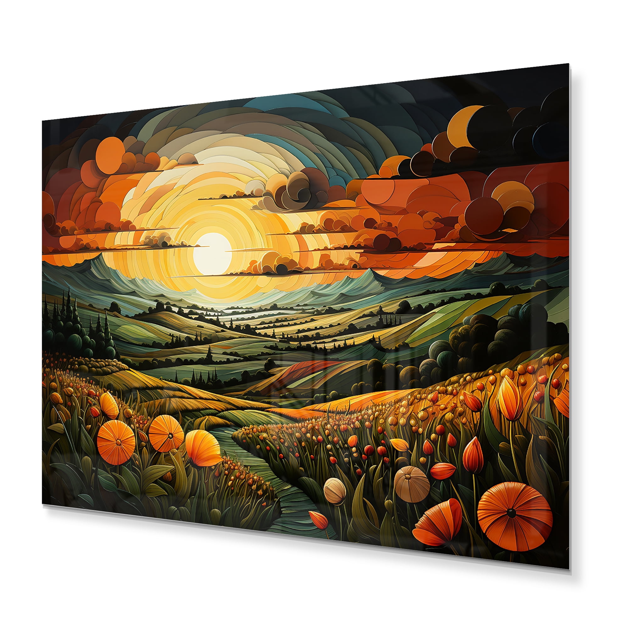 Designart "Geometric Plains in the Countryside I" Landscapes Metal Art ...