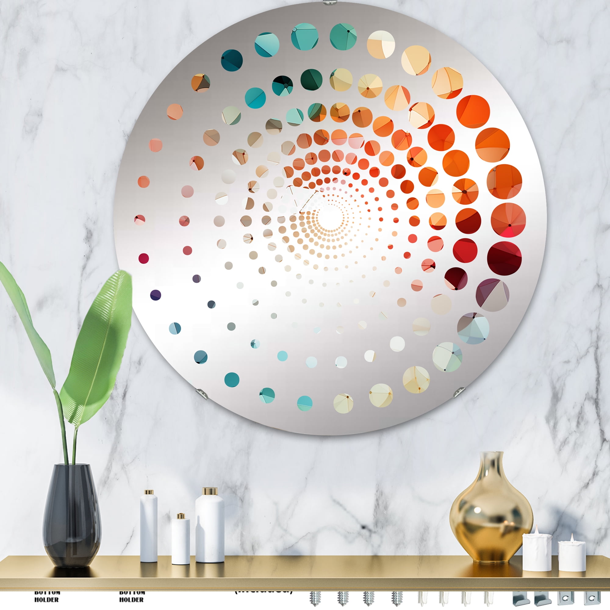 Designart "Geometric Play in Colorful Polyhedra" Geometric Spiral Dot ...