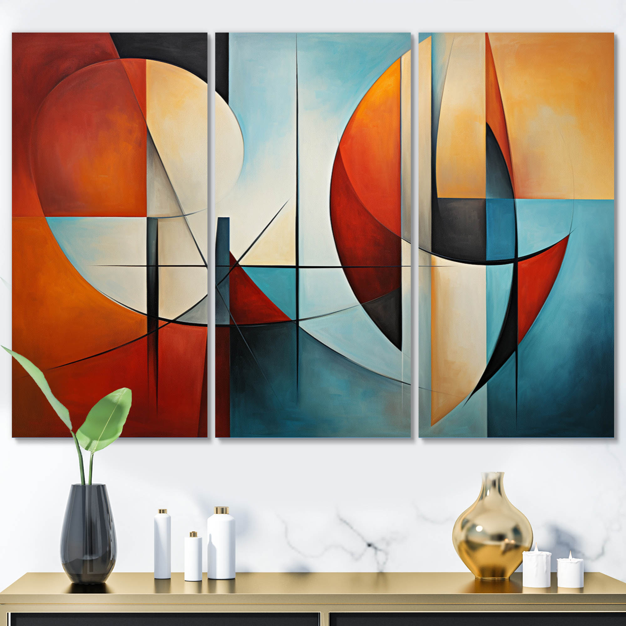 Designart "Geometric Portrait in Cubism III" Cubism Wall Art Prints Set ...