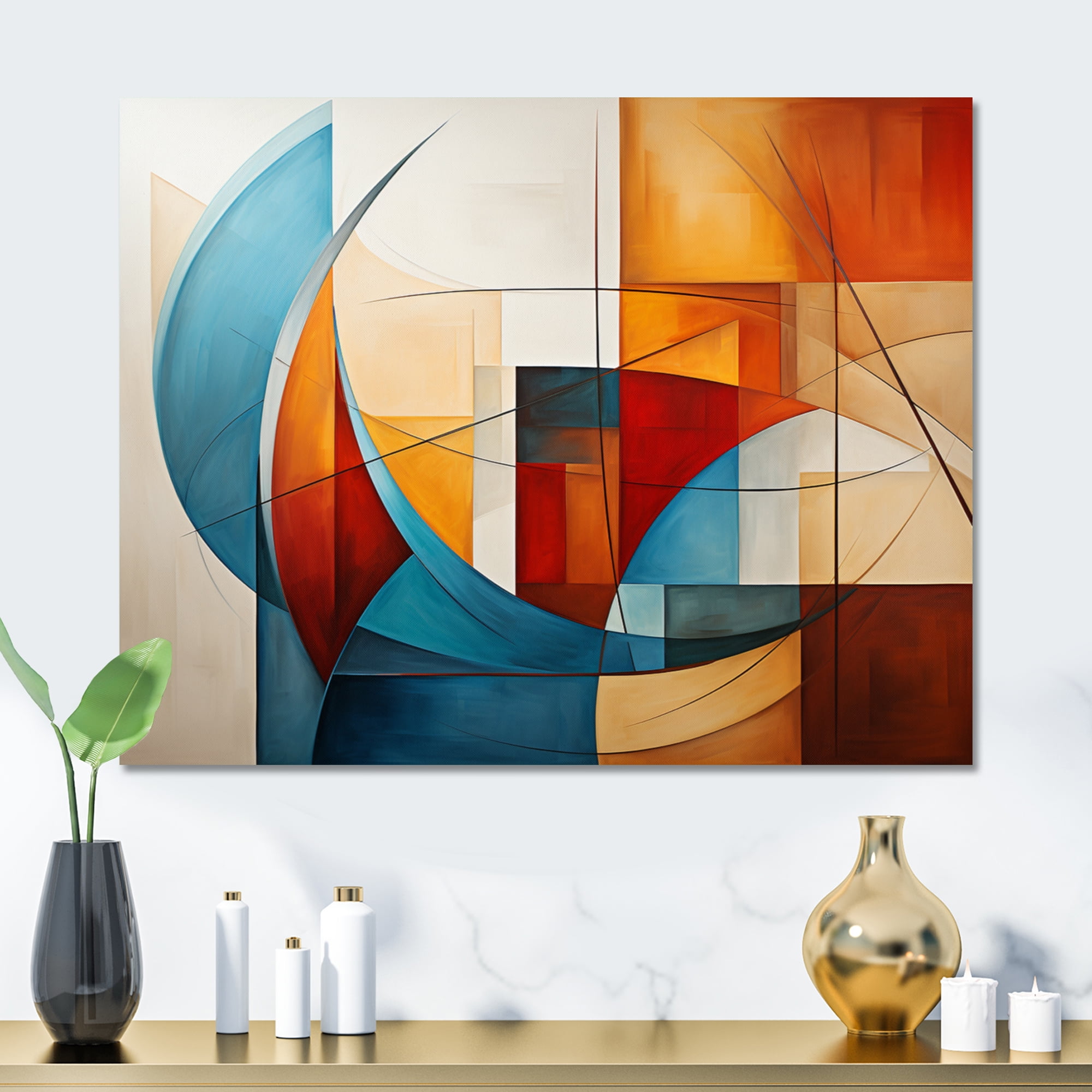 Designart "Geometric Portrait in Cubism IX" Cubism Metal Art Living ...
